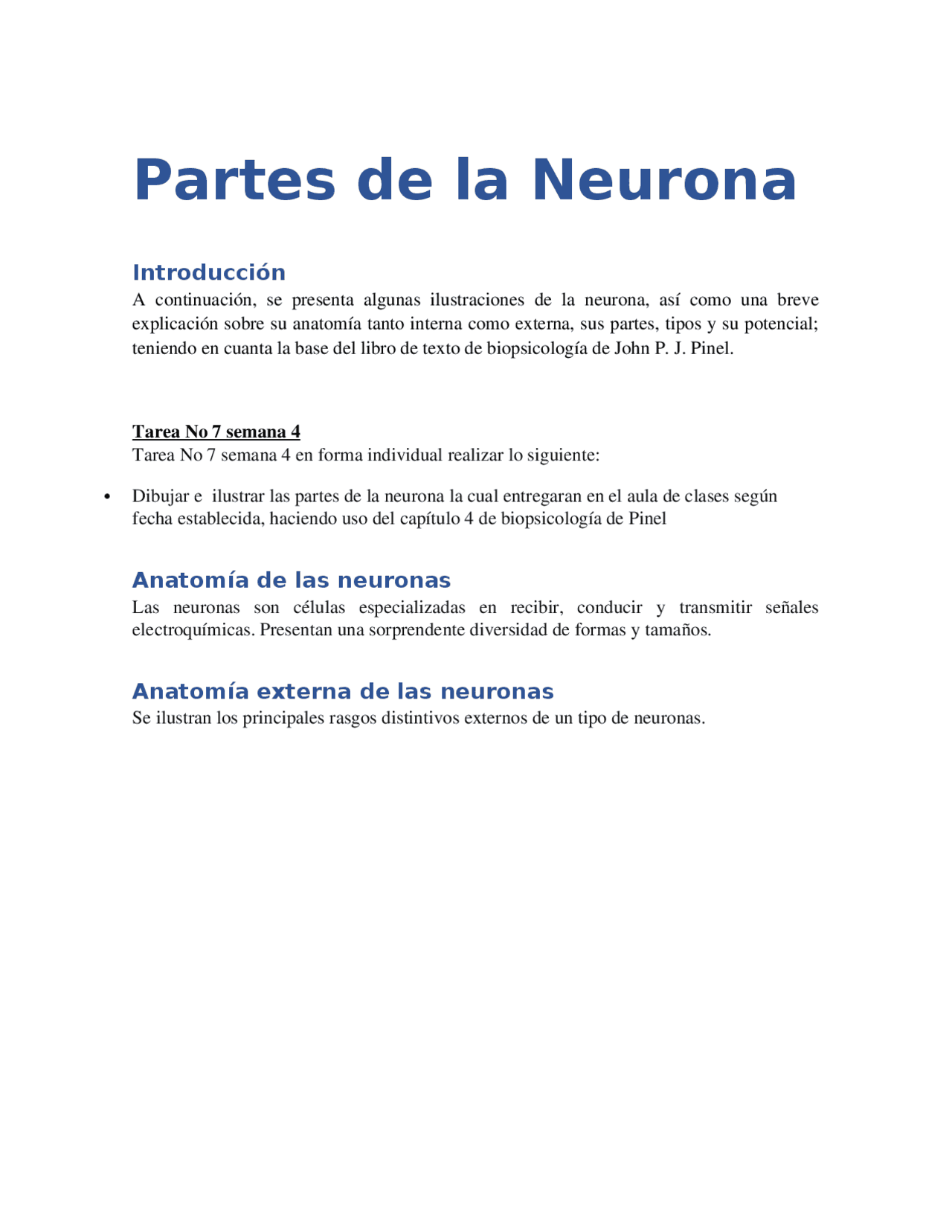Partes de la neurona | Summaries Biological Psychology | Docsity