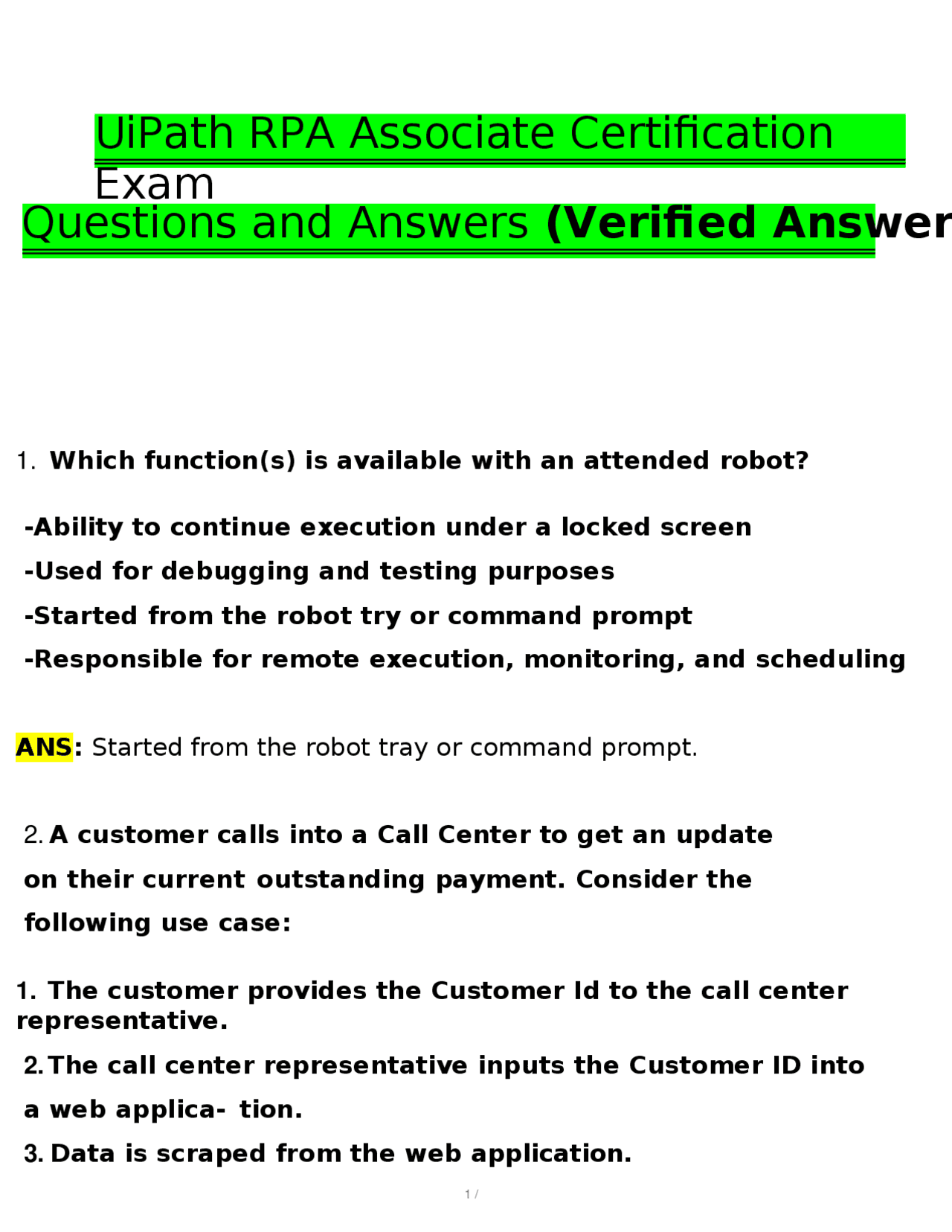 UiPath RPA Associate Certification Exam Verified Q&A | Exams Automatic ...