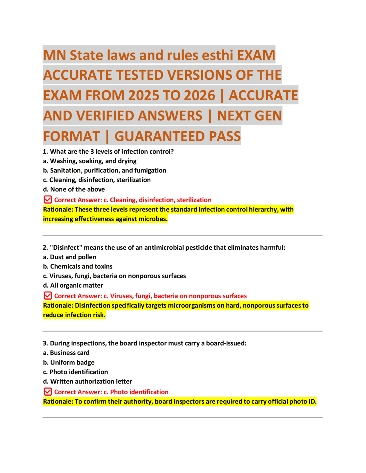MN Esthetician Exam Practice Questions: Minnesota State Laws and Rules ...