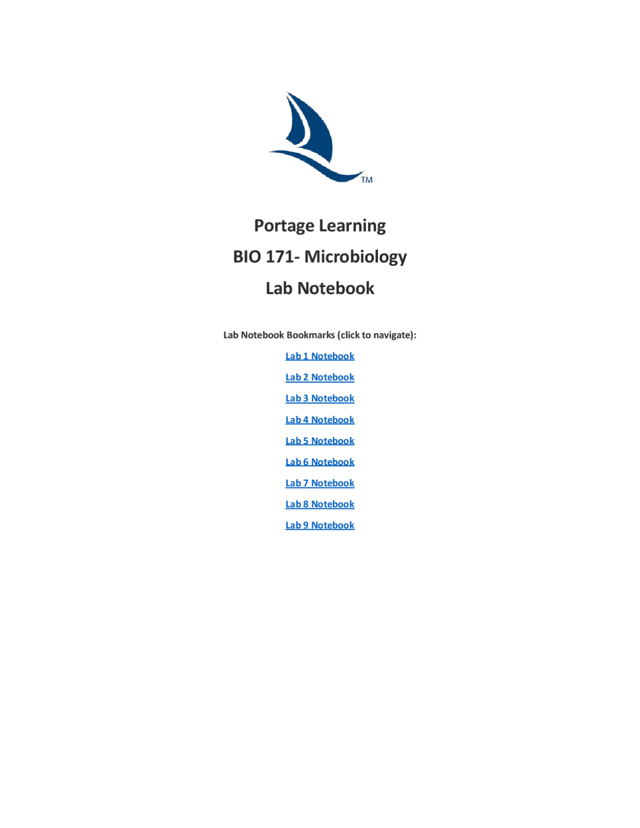 Portage Microbiology Lab Note Book 1 Biod171 | Study notes Microbiology ...