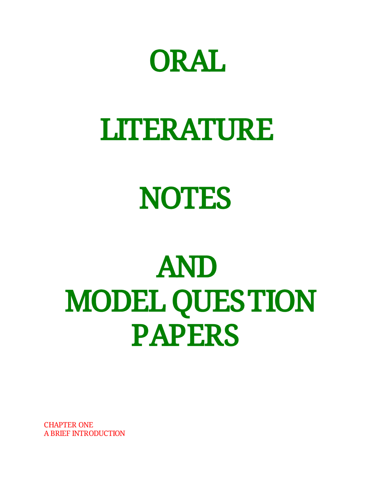 Exploring Oral Literature: Forms, Functions, and Cultural Significance ...