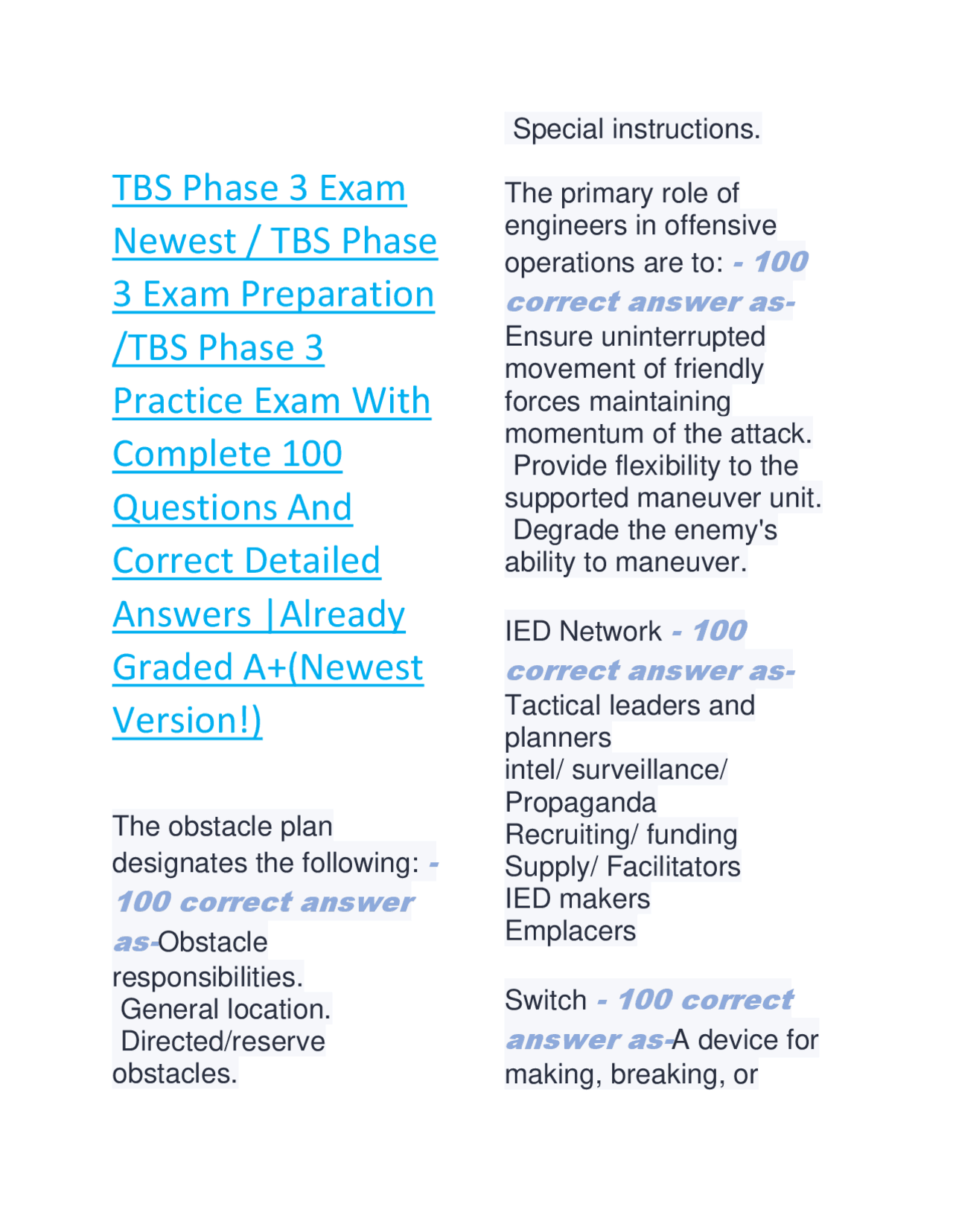 TBS Phase 3 Exam Newest / TBS Phase 3 Exam Preparation /TBS Phase 3 ...