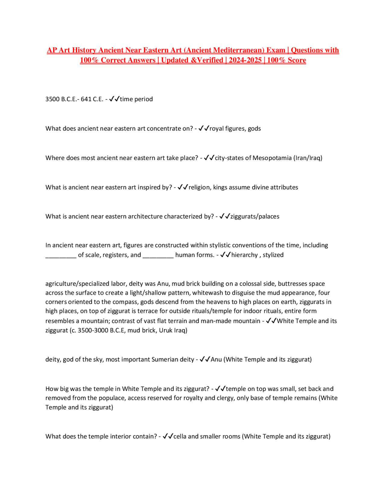 AP Art History Ancient Near Eastern Art (Ancient Mediterranean) Exam ...
