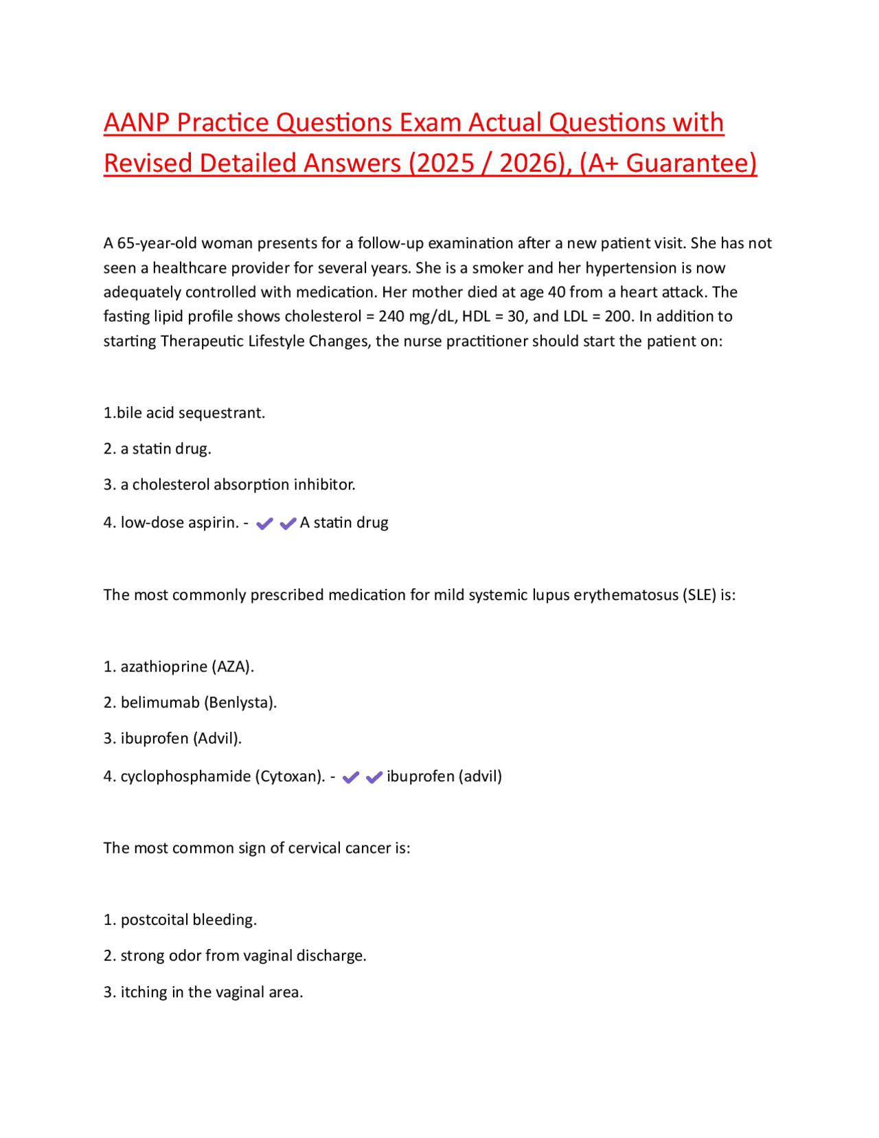 AANP Practice Questions Exam Actual Questions with Revised Detailed ...