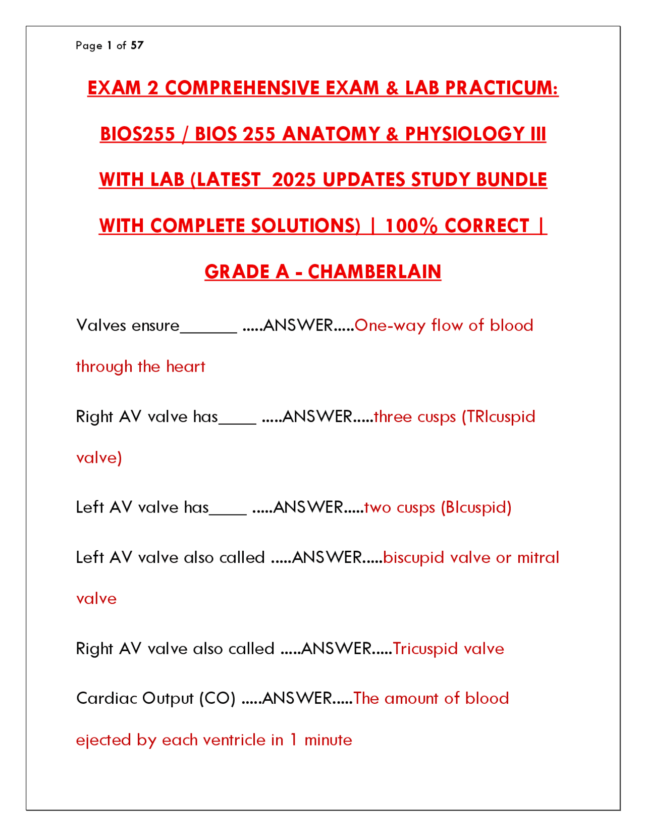 BIOS 255 Anatomy & Physiology III Exam 2 & Lab Practicum 2025 Bundle ...