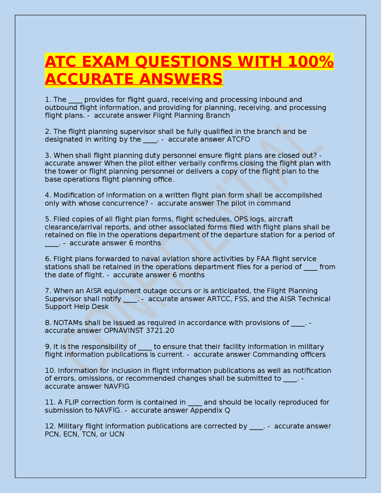 ATC Exam Questions and Answers: A Comprehensive Study Guide | Exams ...