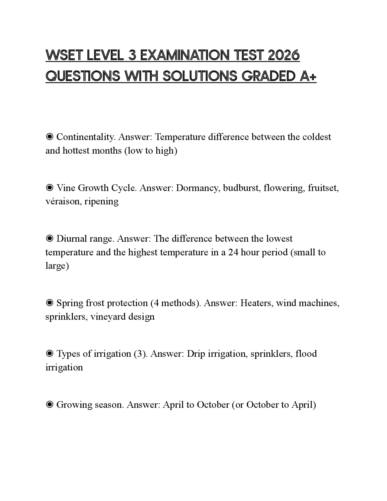 WSET LEVEL 3 EXAMINATION TEST 2026 QUESTIONS WITH SOLUTIONS GRADED A+ ...