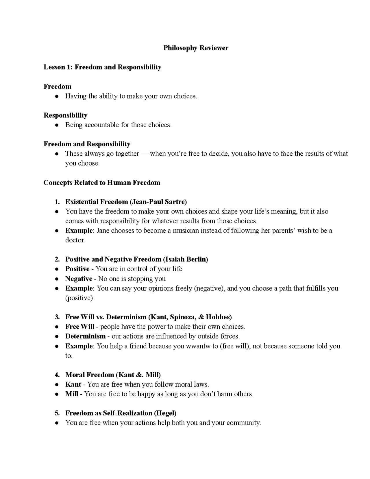 Reviewer for IPHP Quarter 2 | Summaries Philosophy | Docsity