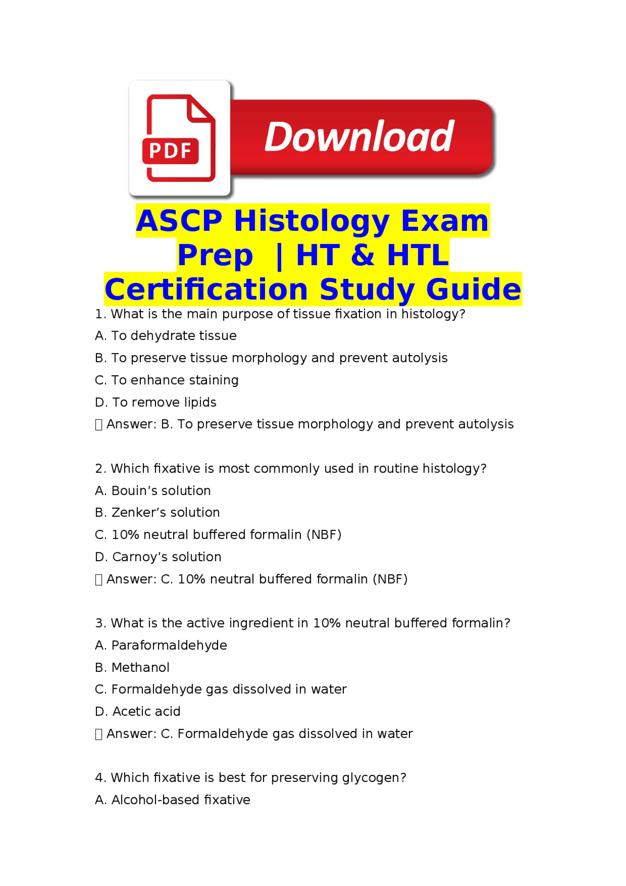 ASCP Histology Exam Prep 2025–2026 | HT & HTL Certification Study Guide | 200 Practice Que ...