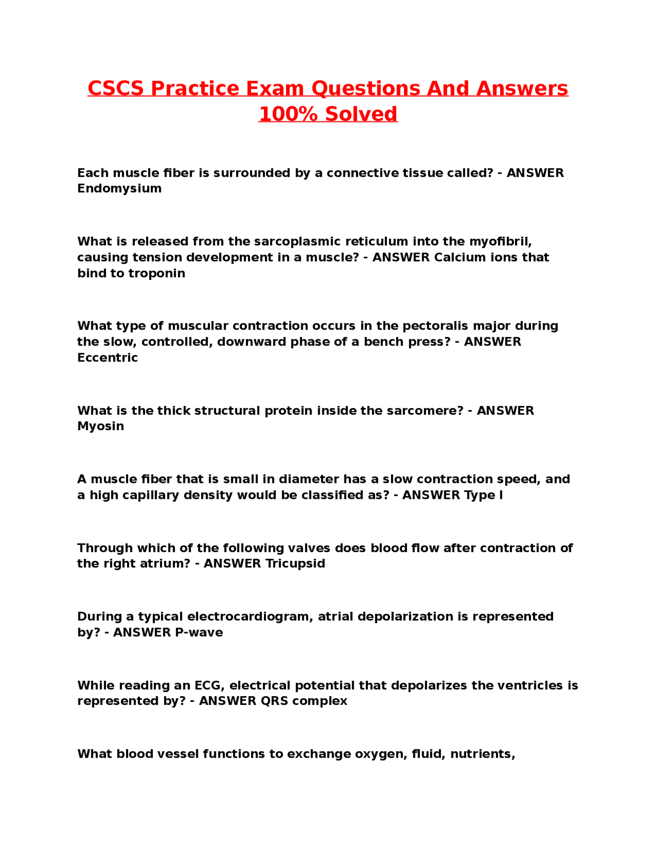 CSCS Practice Exam Questions And Answers 100% Solved. | Exams Advanced ...