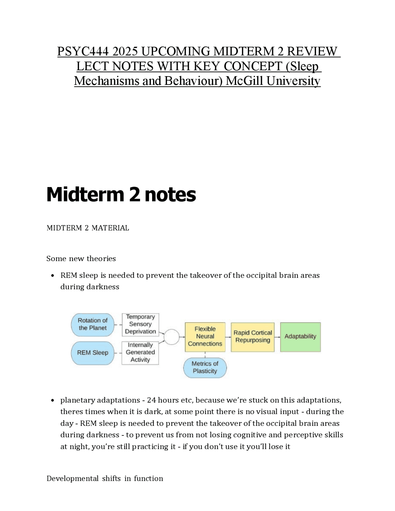 Sleep Mechanisms and Behavior: Lecture Notes and Key Concepts | Exams ...