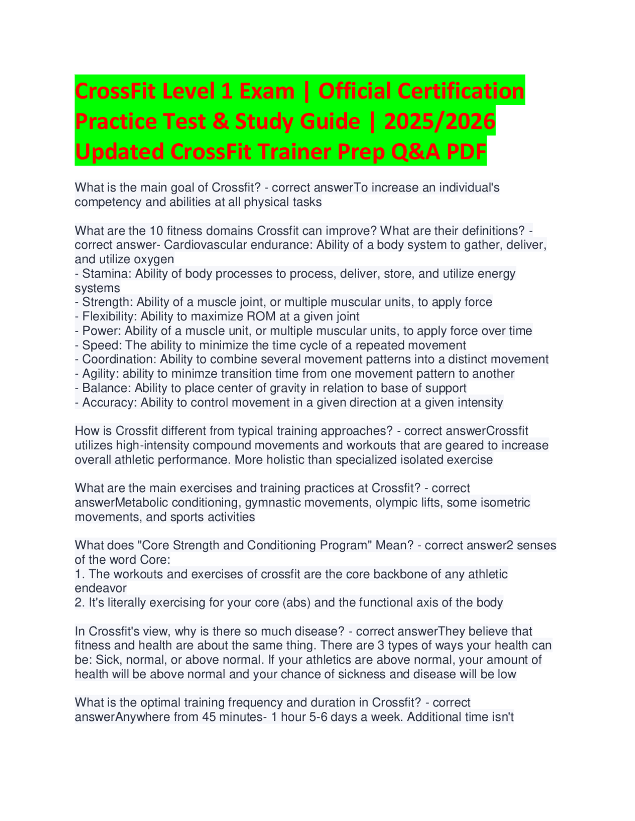 CrossFit Level 1 Exam | Official Certification Practice Test & Study ...