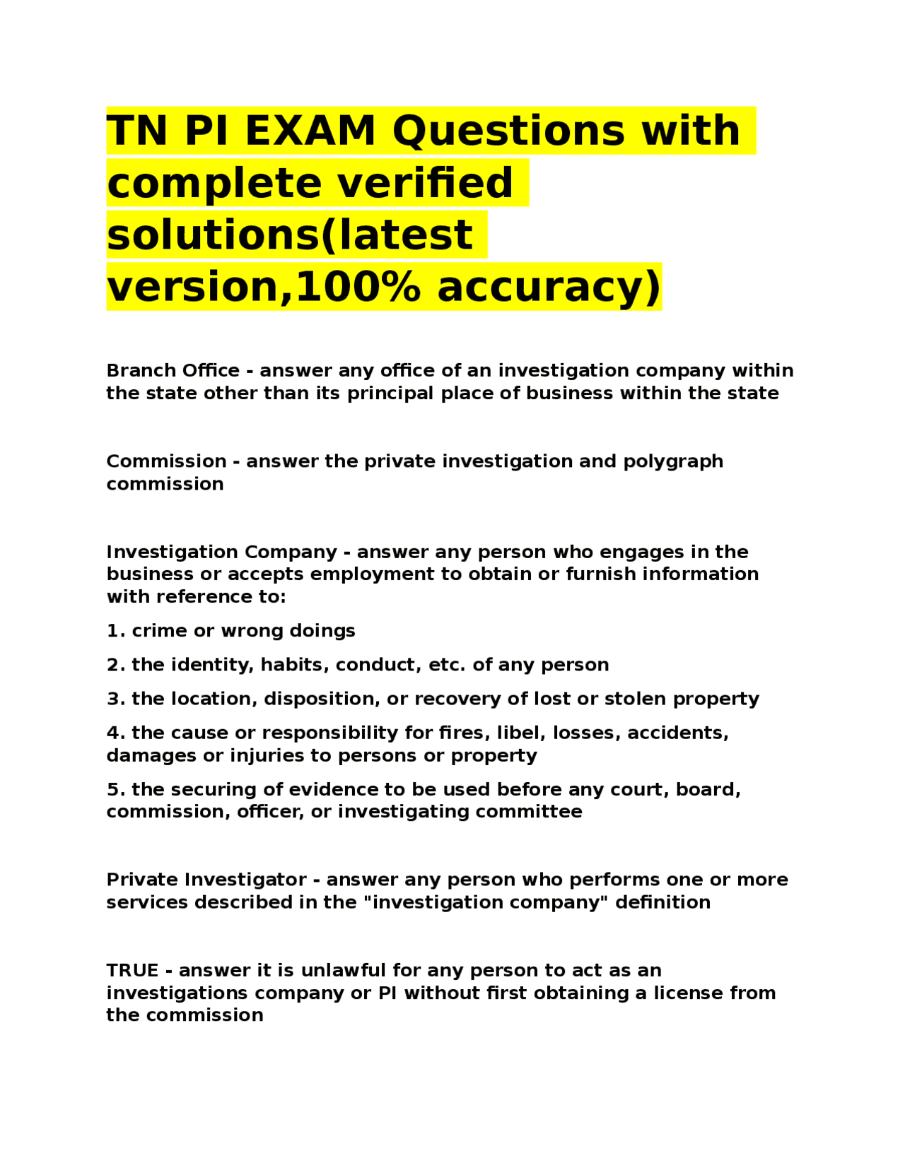 TN PI EXAM Questions with complete verified solutions(latest version ...