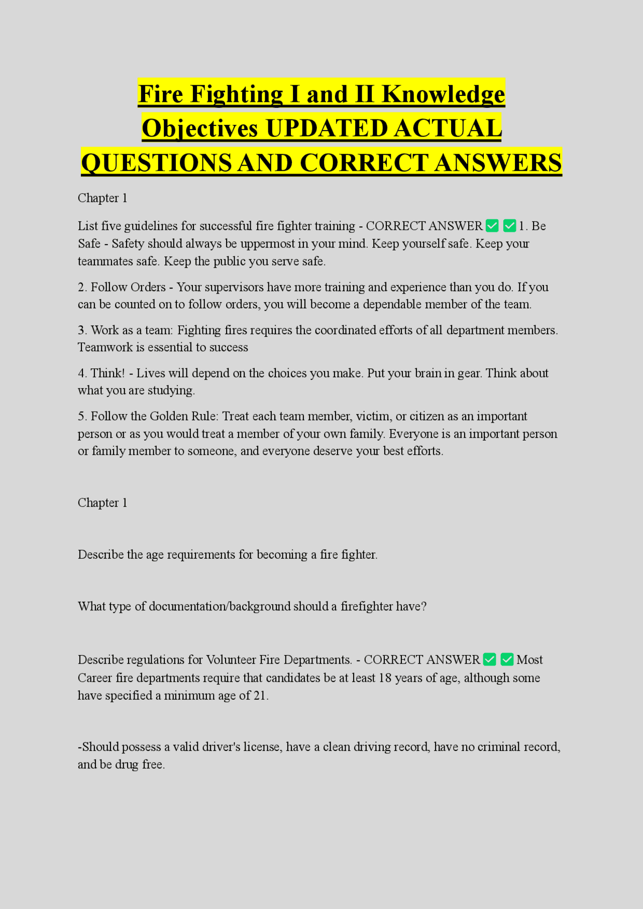 Firefighting Knowledge: Questions and Answers for Fire Fighter I and II ...
