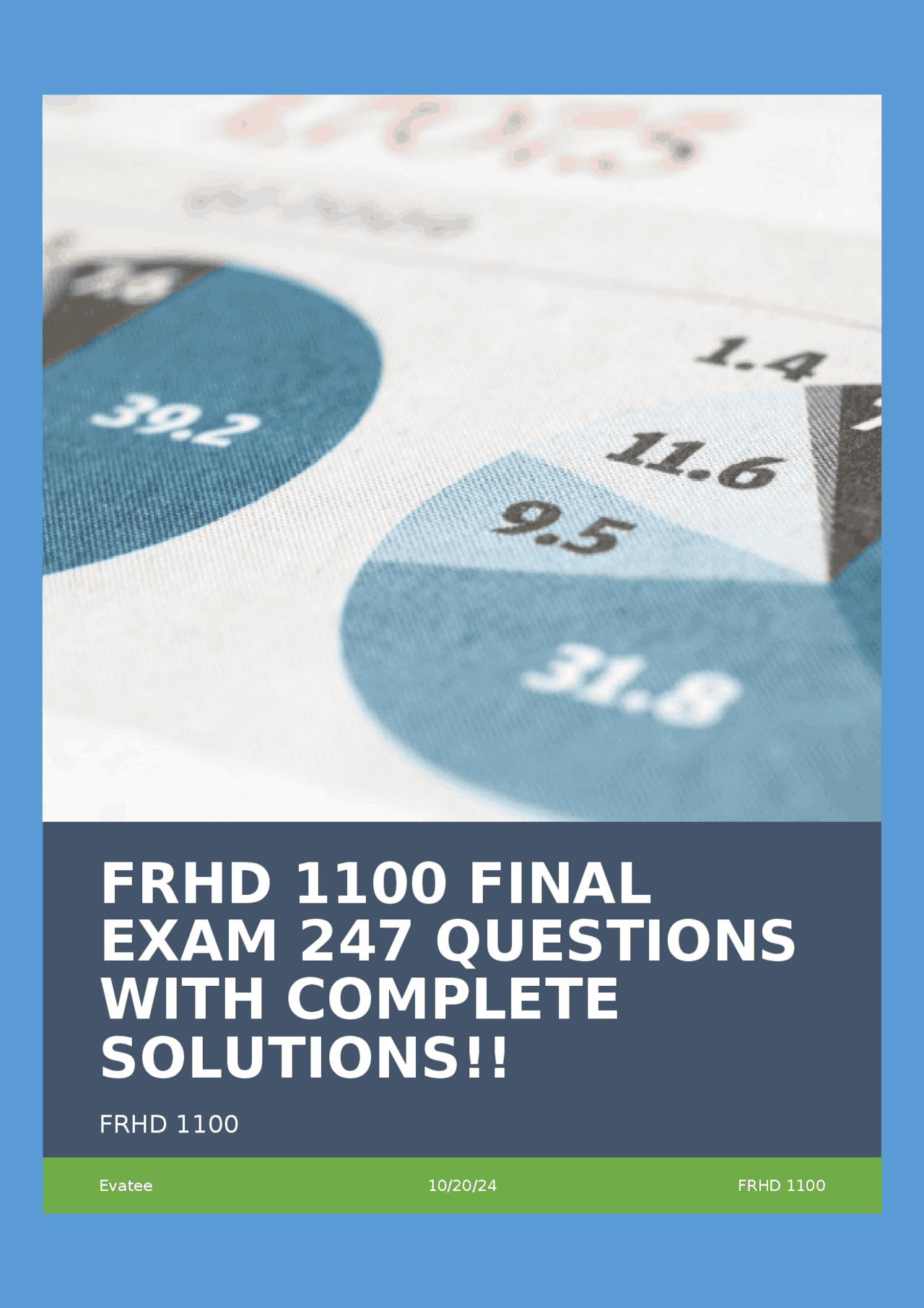 FRHD 1100 Final Exam Questions with Complete Solutions | Exams Advanced ...