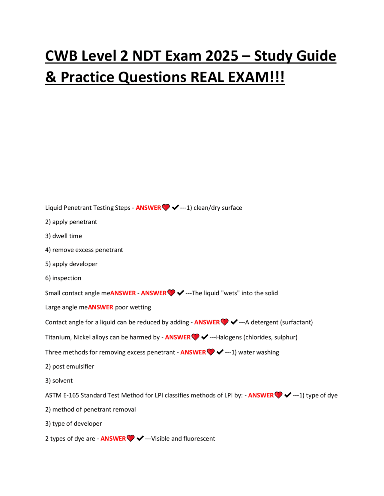 CWB Level 2 NDT Exam 2025 – Study Guide & Practice Questions REAL EXAM ...