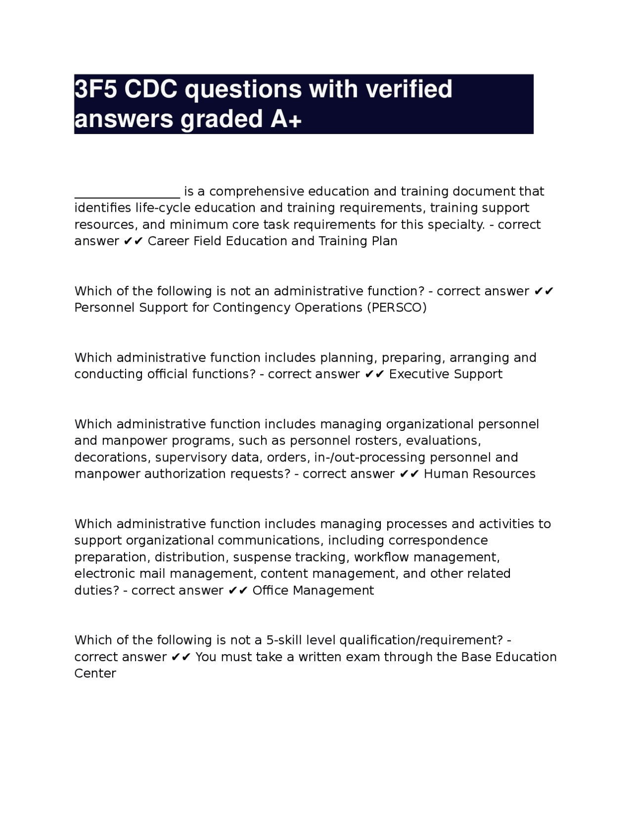 Air Force Career Field Education and Training Plan (CFETP) Questions ...