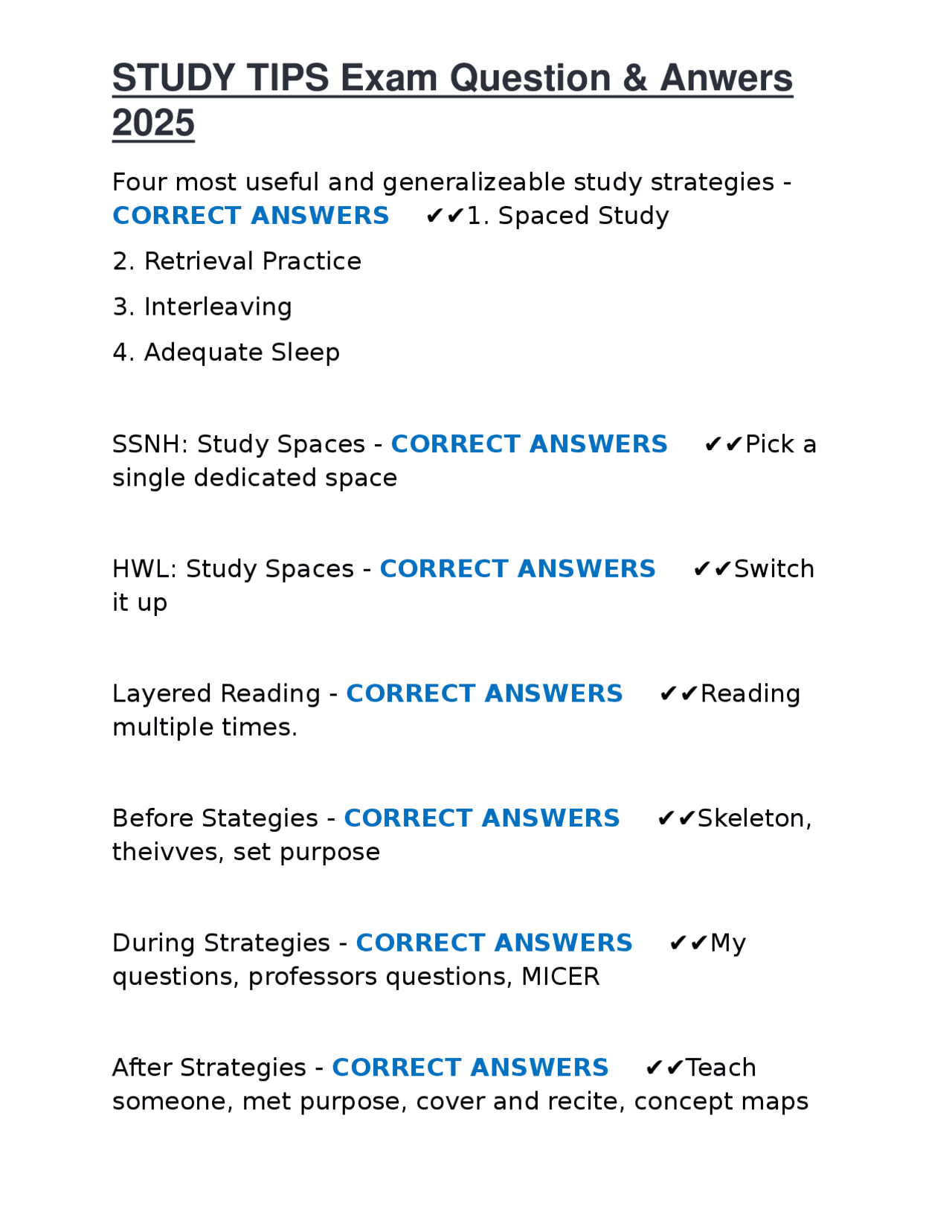 Exam Study Tips and Strategies 2025 | Exams Nursing | Docsity