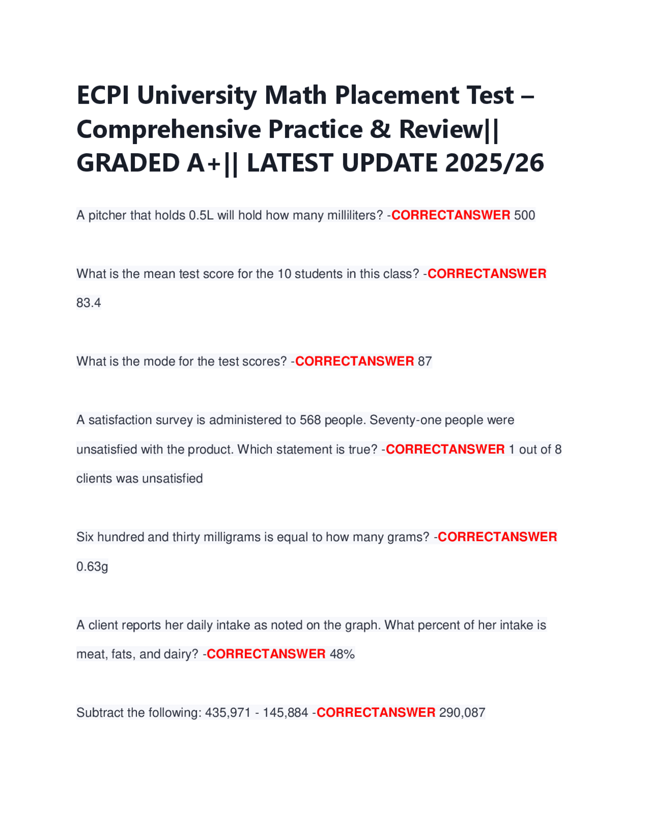 ECPI University Math Placement Test – Comprehensive Practice & Review ...