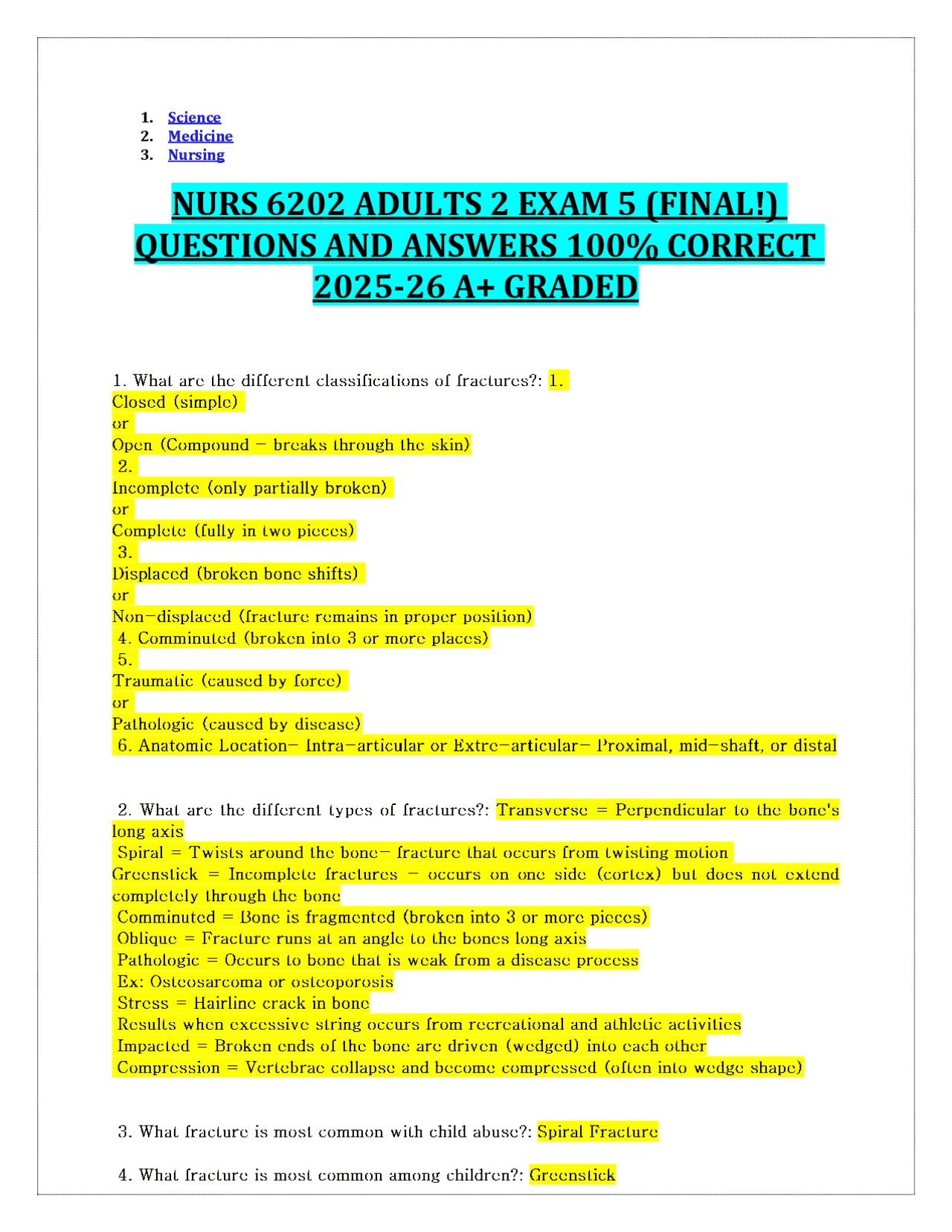 NURS 6202 ADULTS 2 EXAM 5 (FINAL!) QUESTIONS AND ANSWERS 100% CORRECT ...