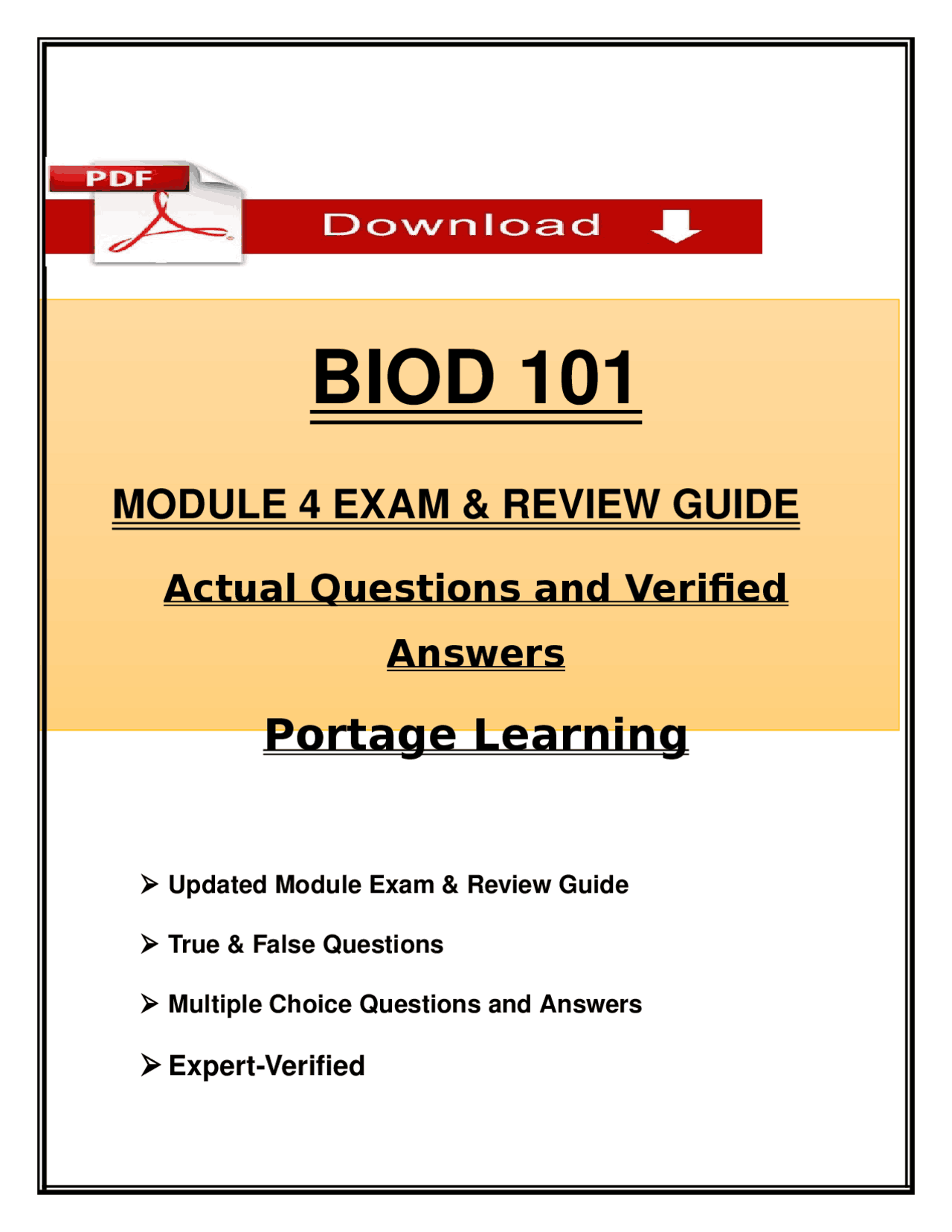 BIOD 101 Module 4 Exam & Review Guide – Portage Learning (Verified ...
