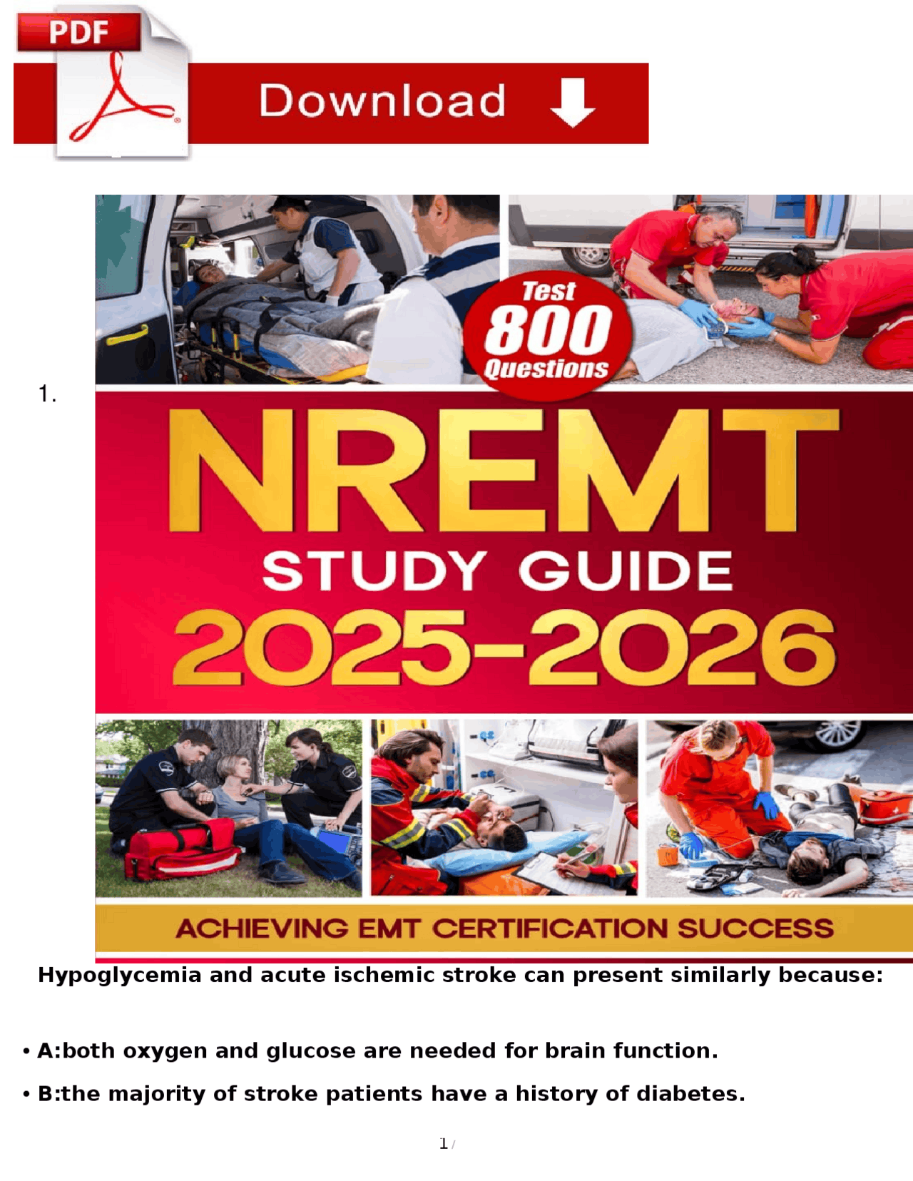 NREMT Study Guide 2025–2026 | 800 Practice Questions for EMT ...