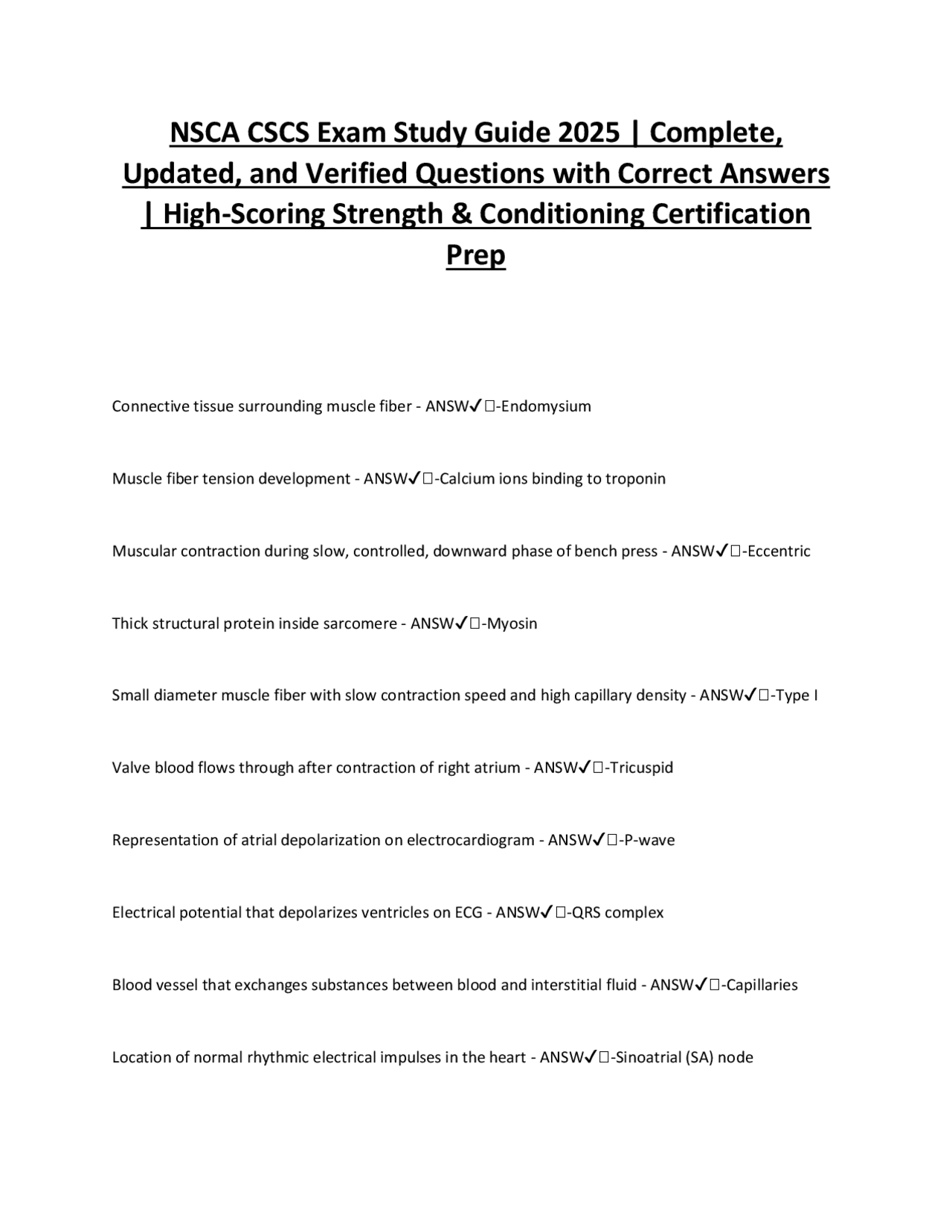 NSCA CSCS Exam Prep: Questions and Answers for Certification Success ...