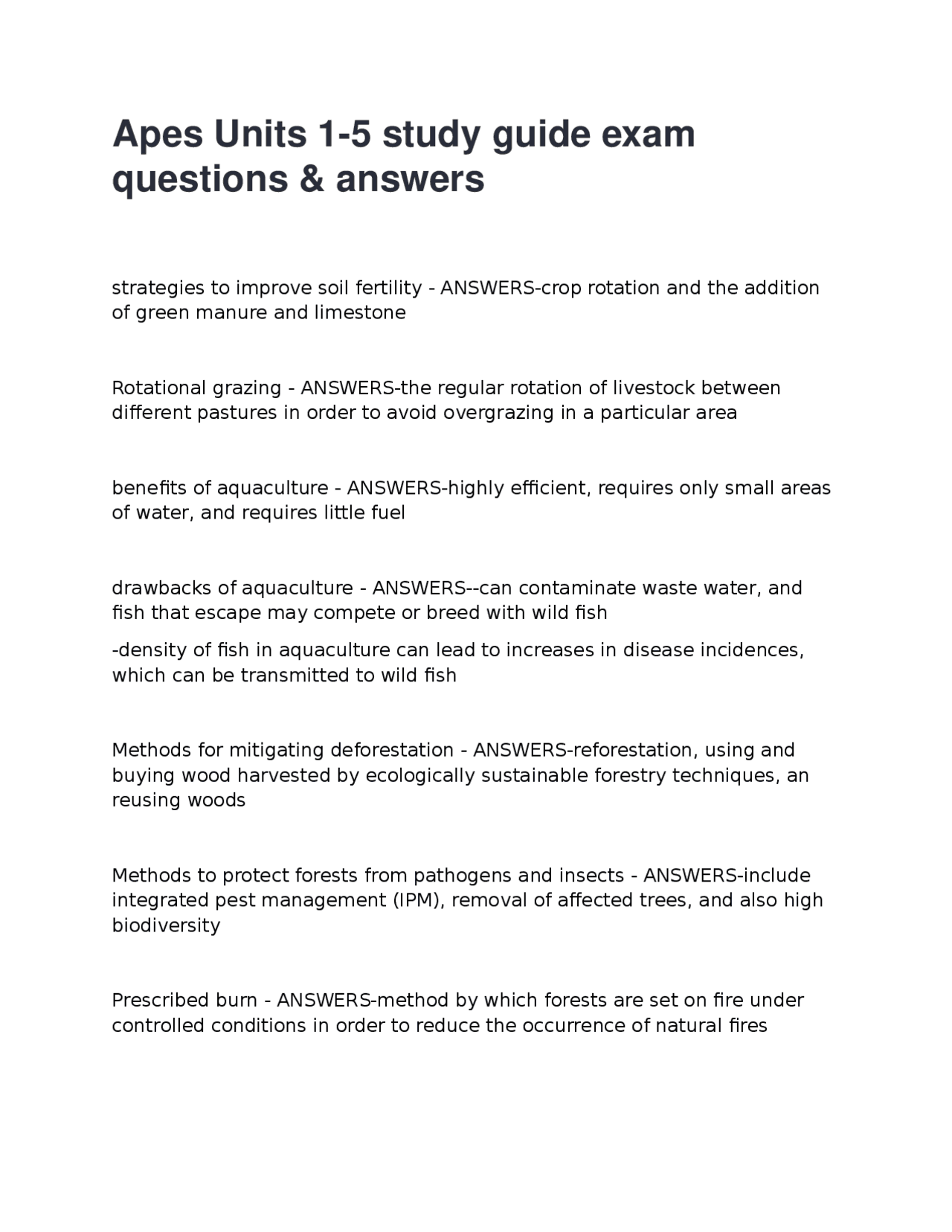 AP Environmental Science Exam Study Guide: Units 1-5 | Exams Advanced ...