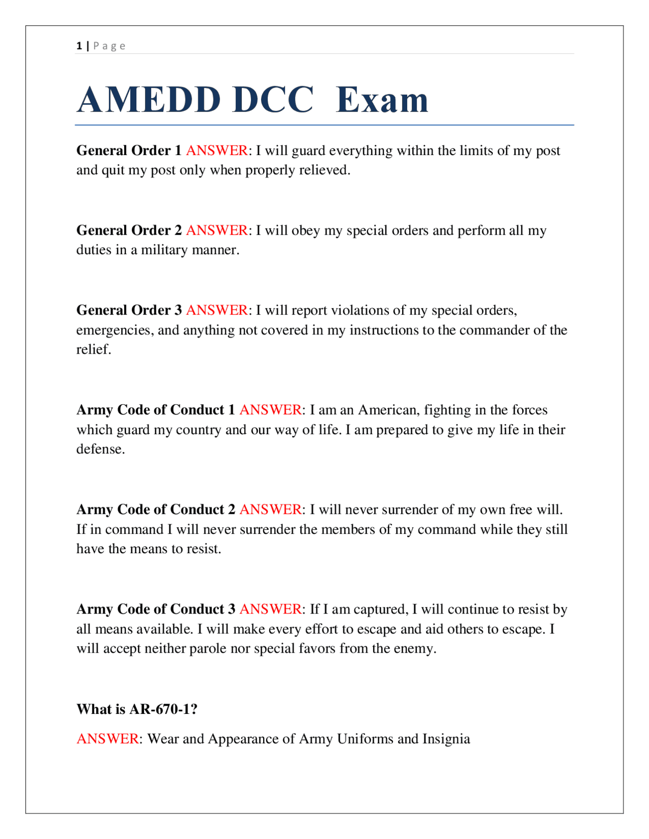 AMEDD DCC Actual Exam – Newest 2025/2026 Complete Questions and Correct ...
