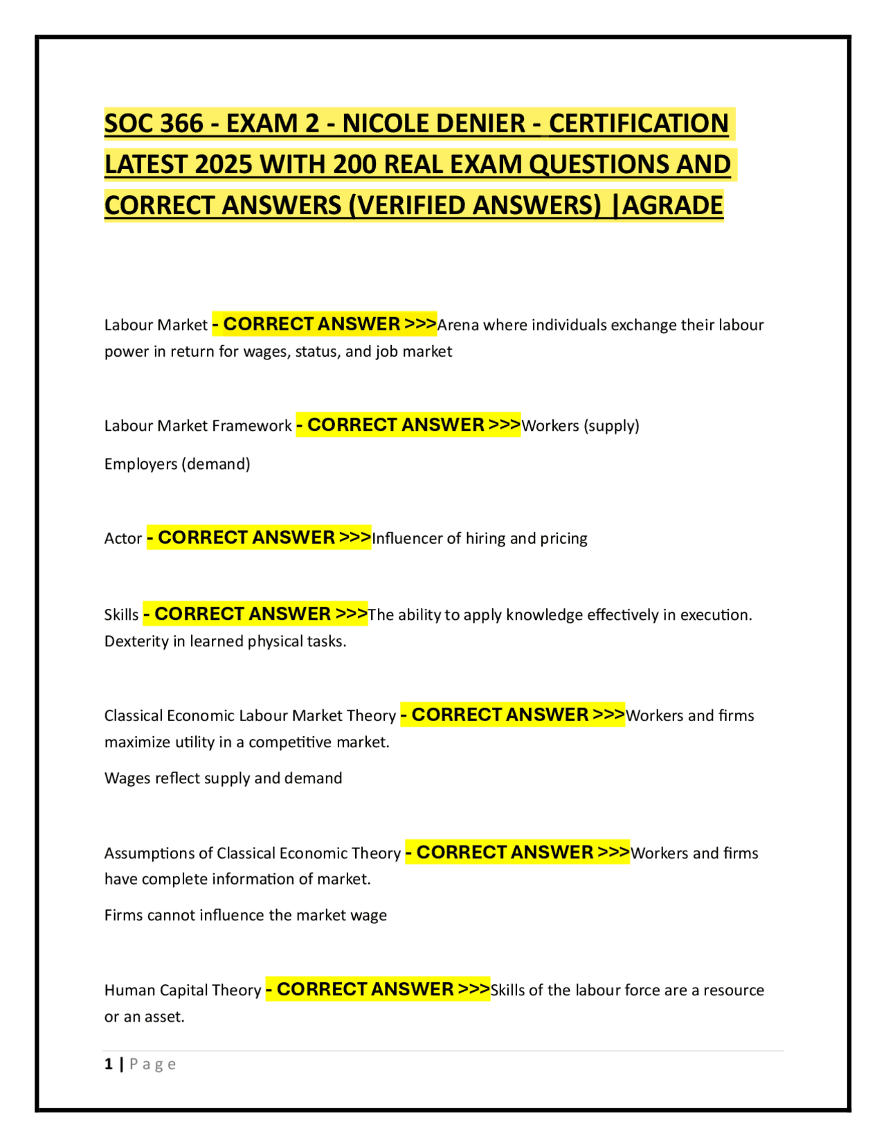SOC 366 - EXAM 2 - NICOLE DENIER - CERTIFICATION LATEST 2025 WITH 200 ...