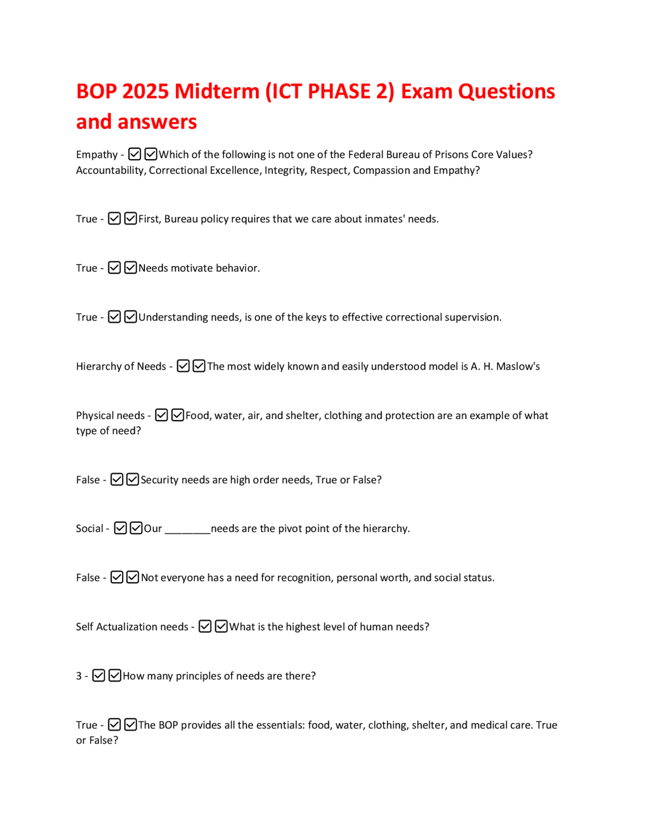 BOP 2025 Midterm (ICT PHASE 2) Exam Questions and answers | Exams ...