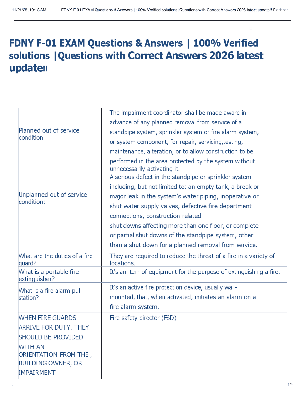 FDNY F-01 EXAM Questions & Answers | 100% Verified solutions |Questions ...