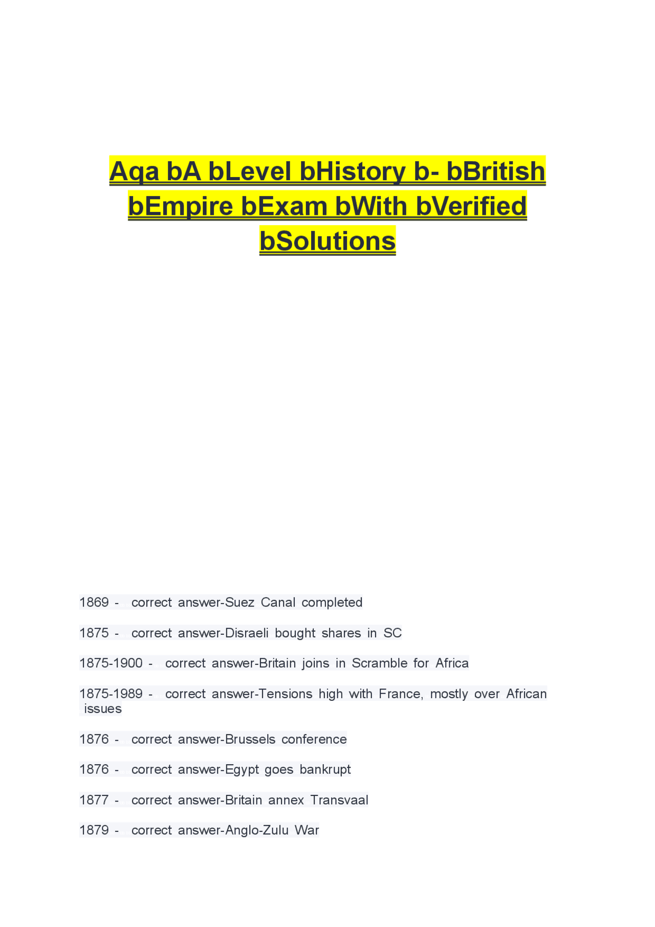 AQA A-Level History: British Empire Exam Key Dates and Events | Exams ...