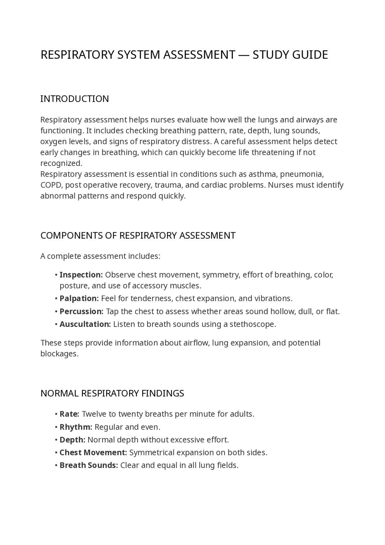 Respiratory System Assessment in Nursing: Full Guide + Summary + 25 ...