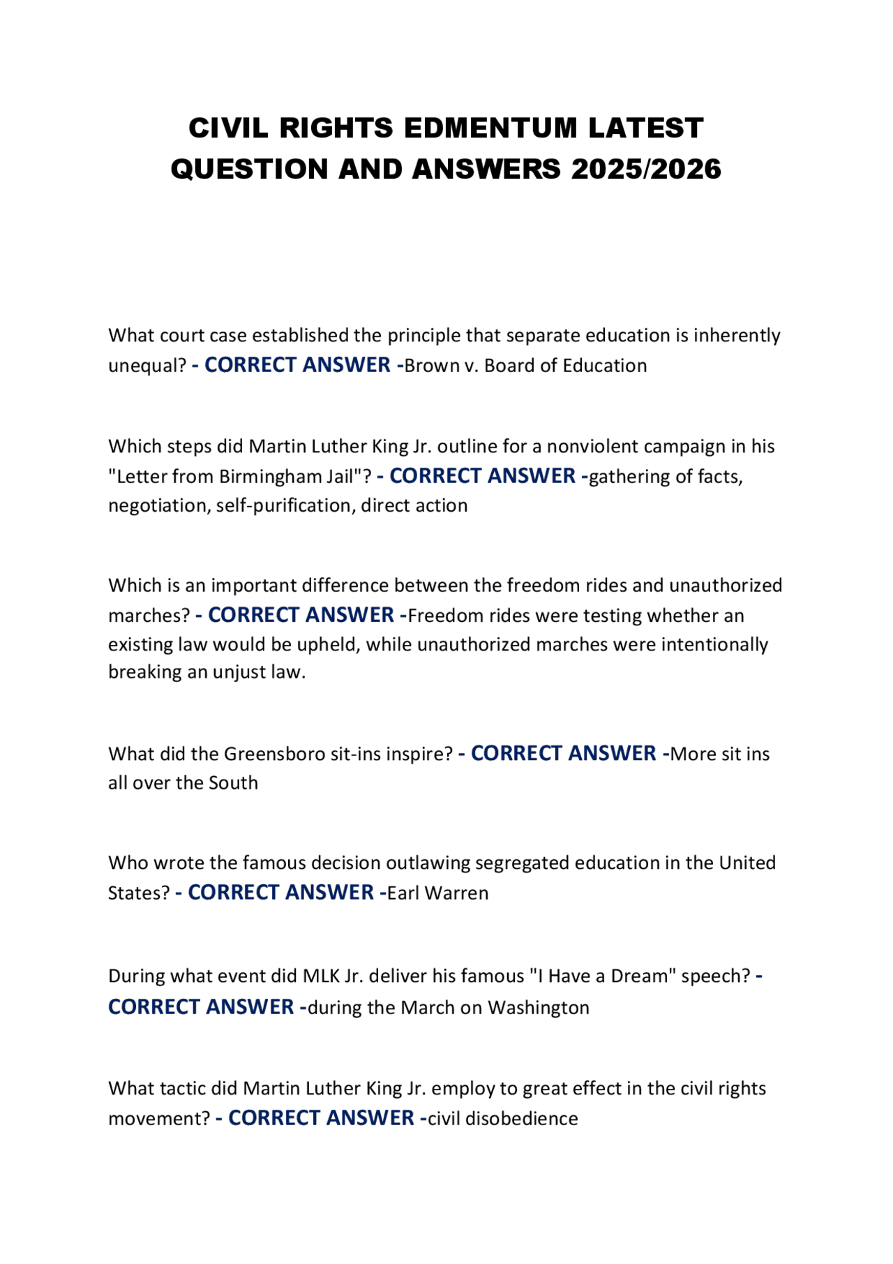 Civil Rights Movement: Key Questions and Answers | Exams Political ...