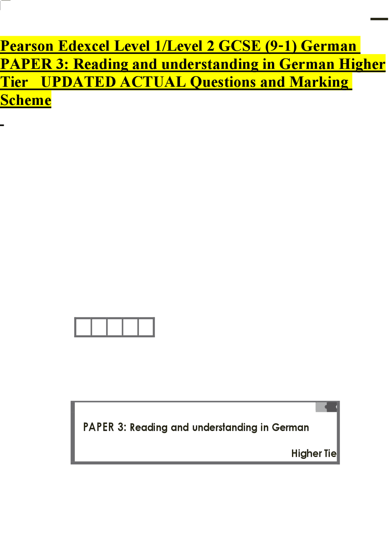 GCSE German Reading Comprehension Practice: Higher Tier Questions ...