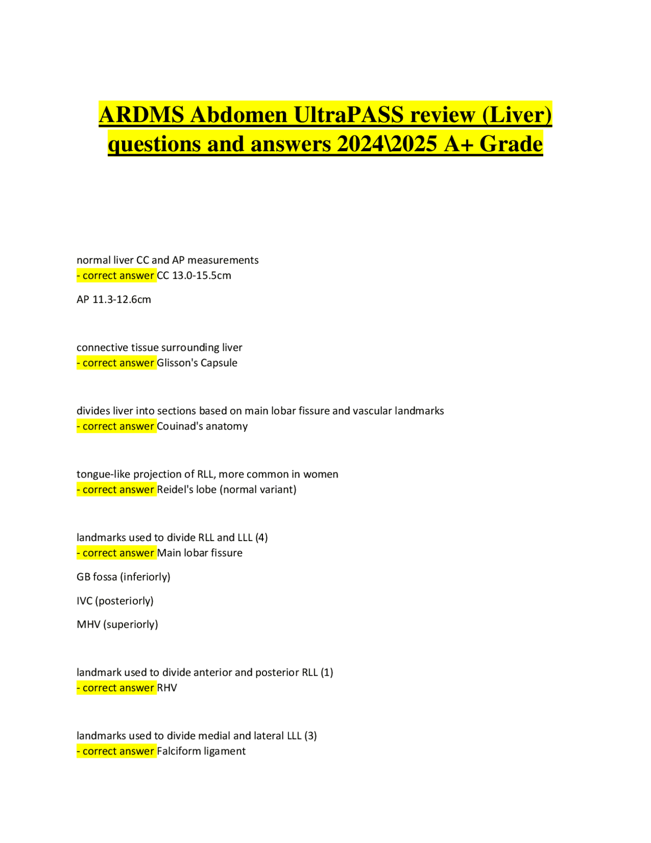 ARDMS Abdomen UltraPASS Review 2024 PDF | Comprehensive Abdomen ...
