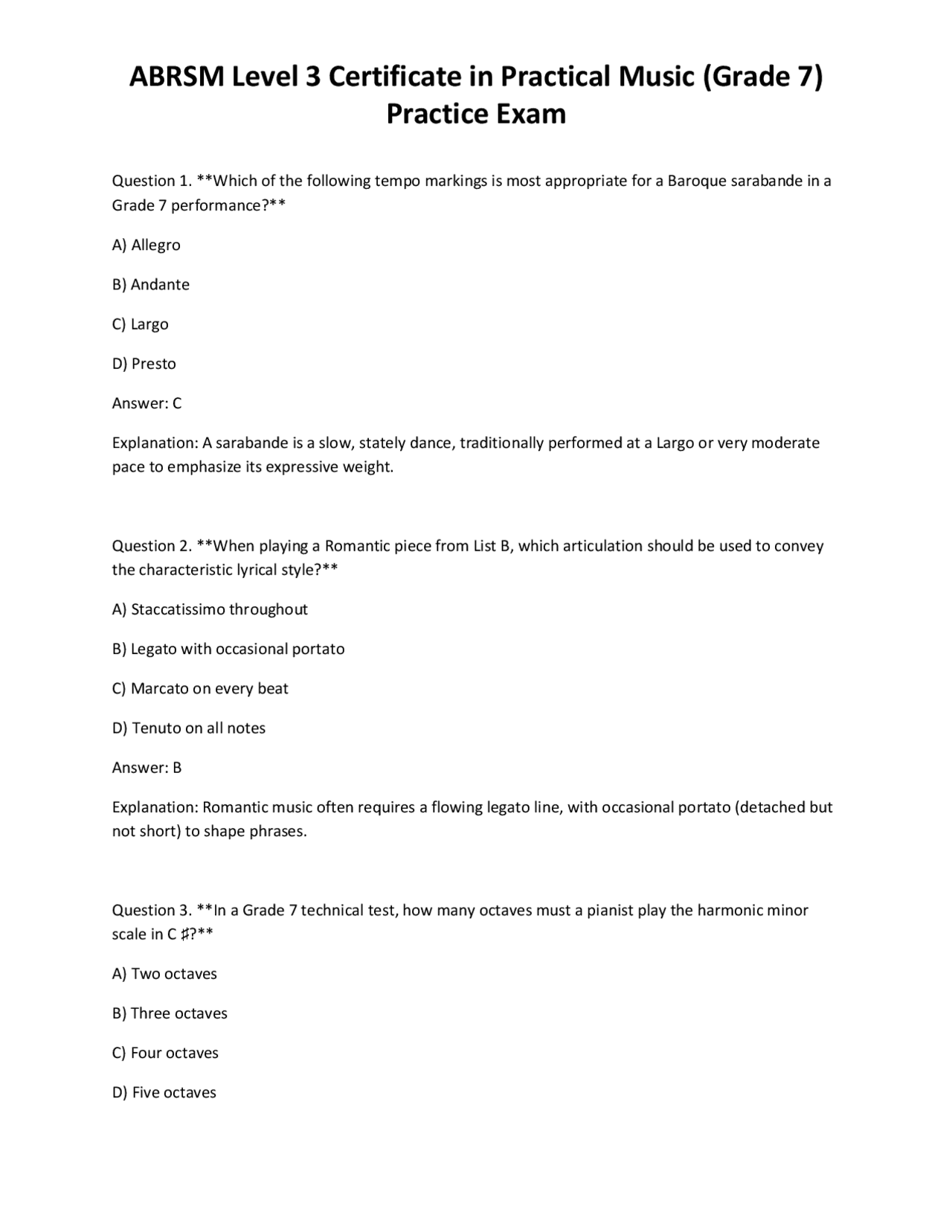 ABRSM Grade 7 Music Theory Practice Exam with Answers | Exams ...