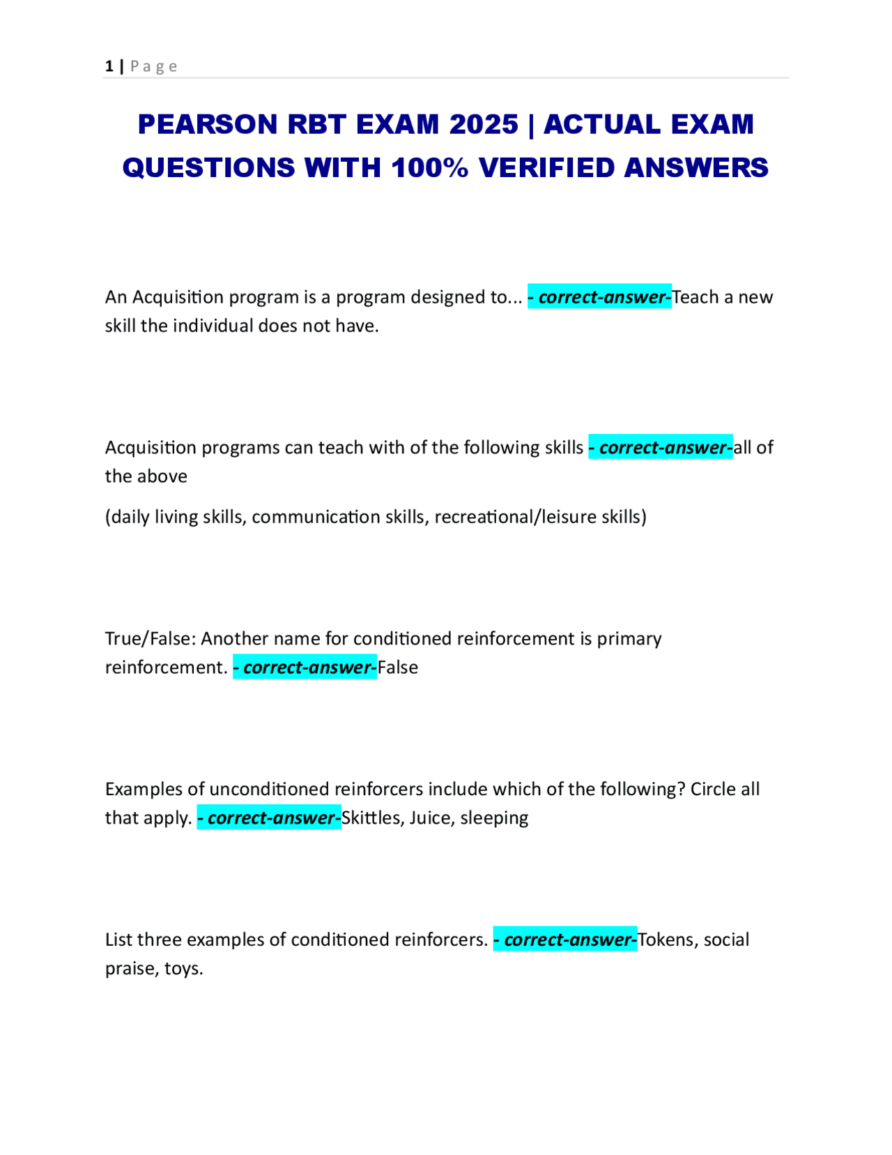 RBT Exam Practice Questions and Answers 2025 | Exams Nursing | Docsity