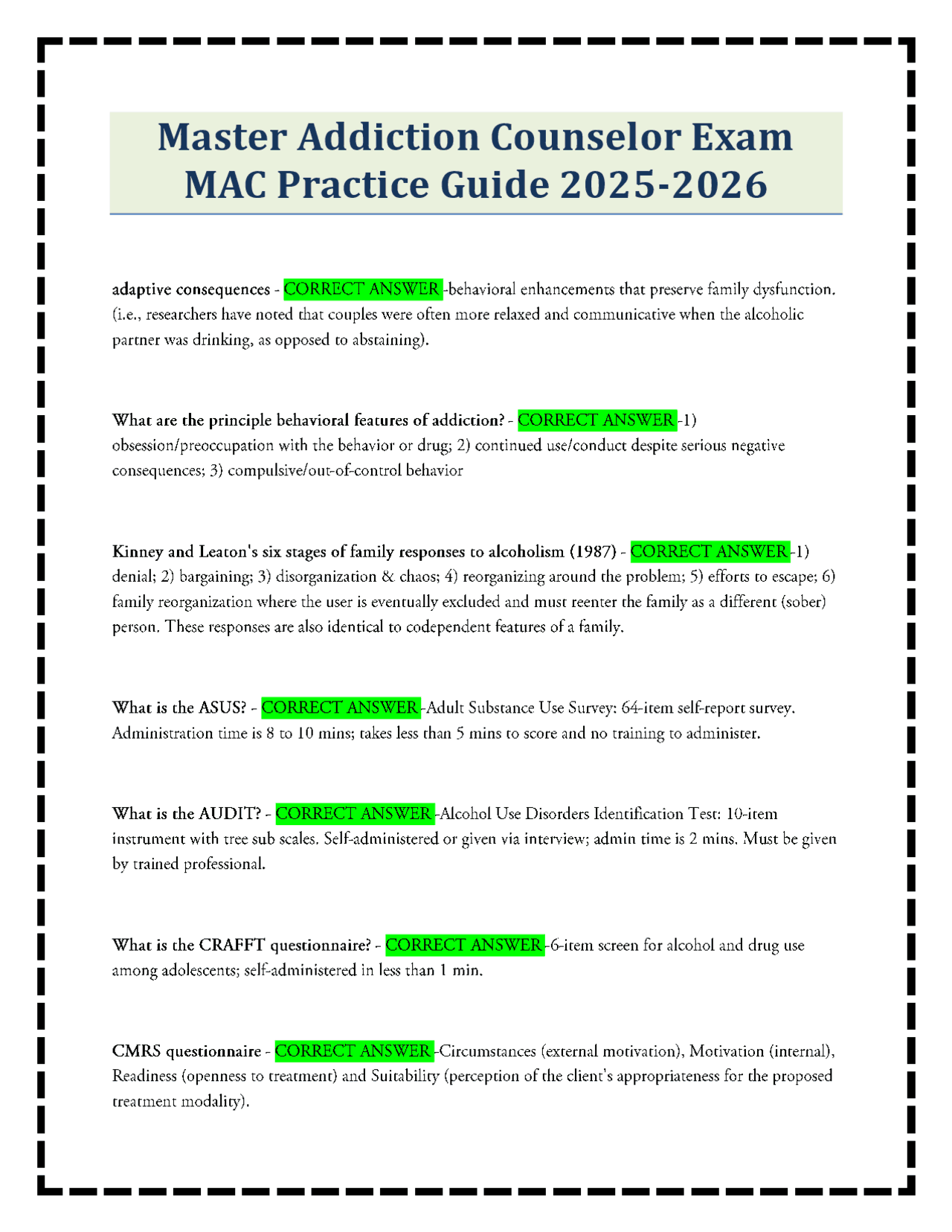 Master Addiction Counselor Exam MAC Practice Guide 2025-2026 | Exams ...