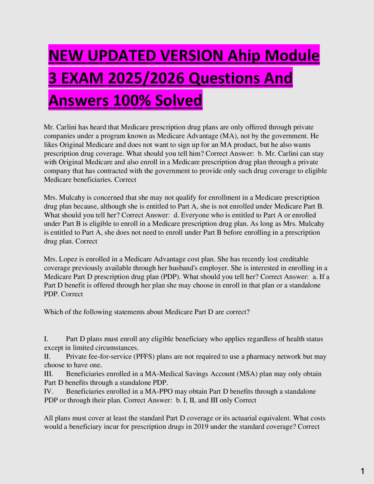 NEW UPDATED VERSION Ahip Module 3 EXAM 2025/2026 Questions And Answers ...