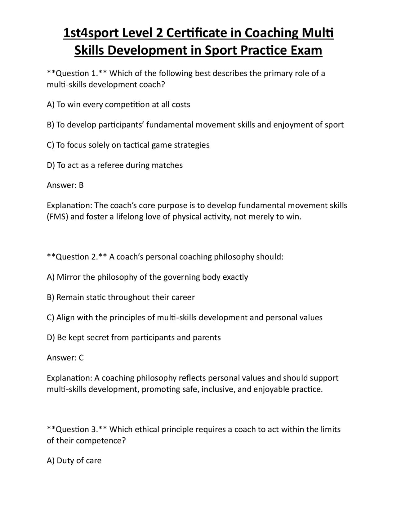 1st4sport Level 2 Certificate in Coaching Multi Skills Development in ...