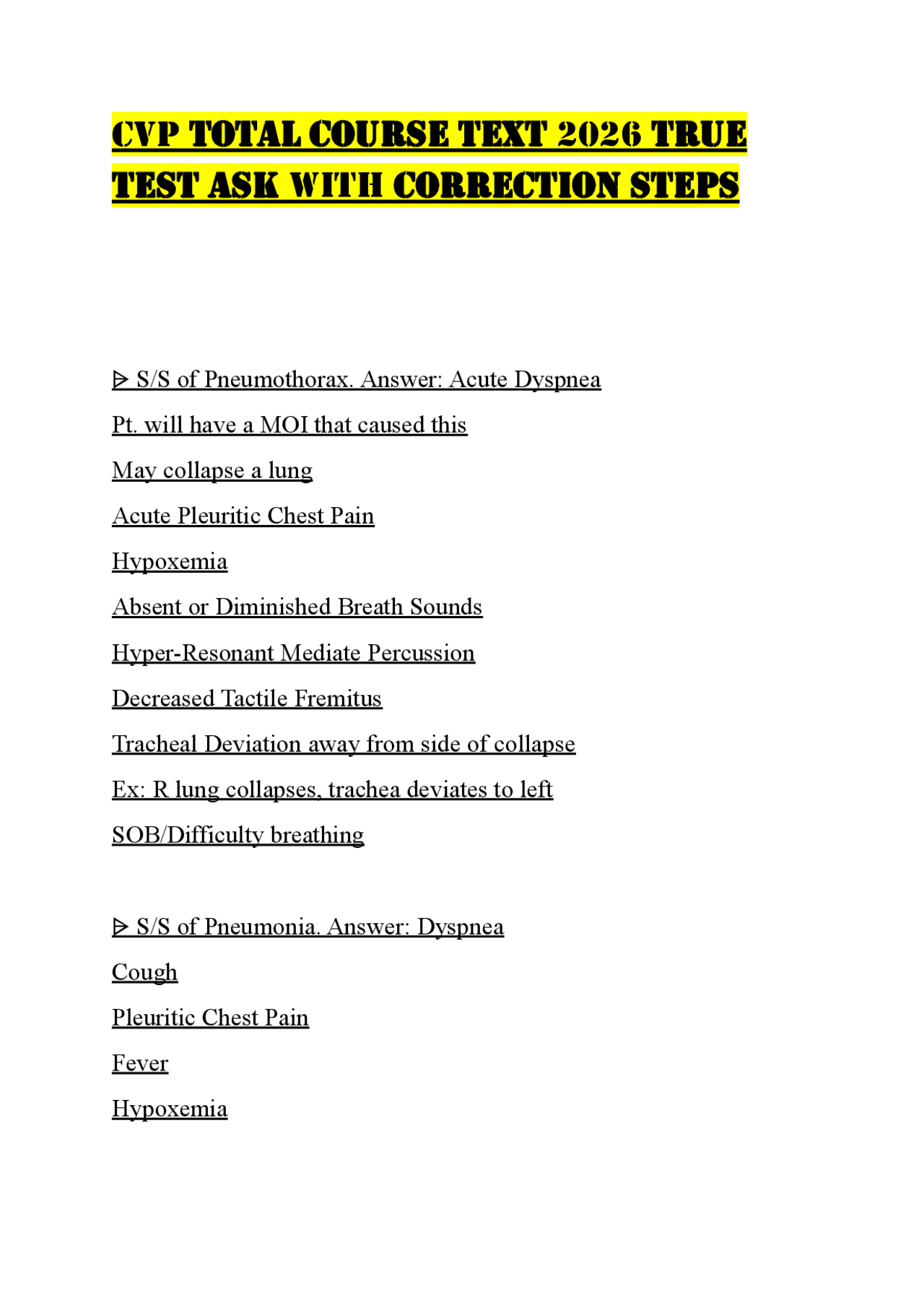 CVP TOTAL COURSE TEXT 2026 TRUE TEST ASK WITH CORRECTION STEPS | Exams ...