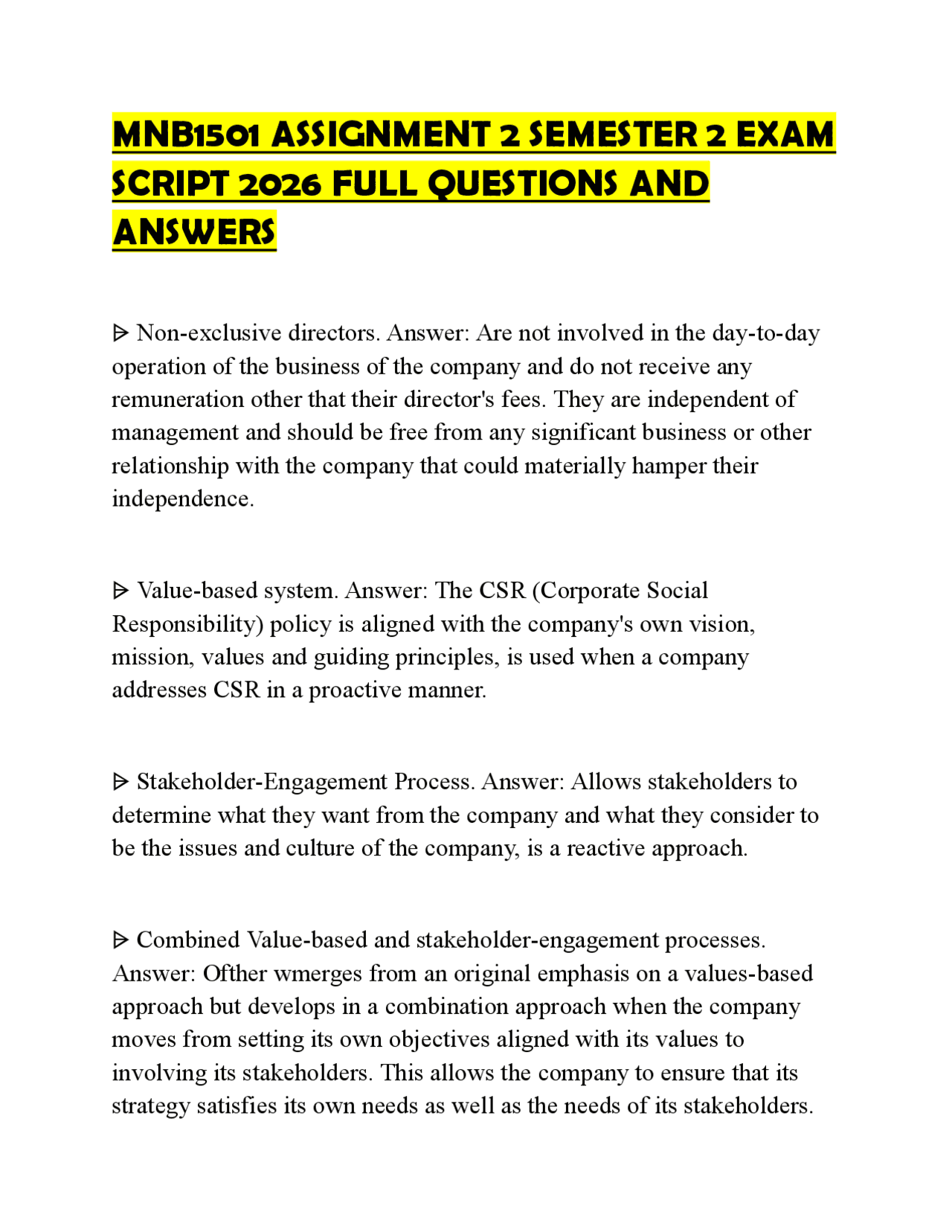 MNB1501 ASSIGNMENT 2 SEMESTER 2 EXAM SCRIPT 2026 FULL QUESTIONS AND ...