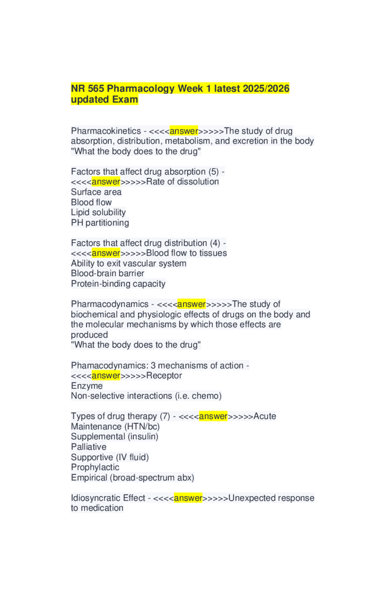 Pharmacology Exam Questions: Pharmacokinetics, Pharmacodynamics, Drug ...