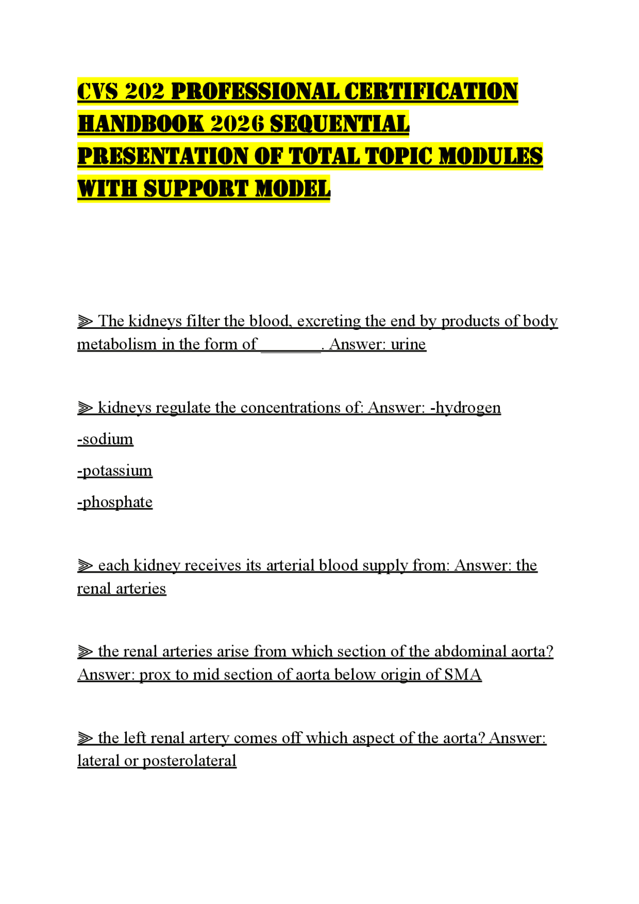 CVS 202 PROFESSIONAL CERTIFICATION HANDBOOK 2026 SEQUENTIAL ...