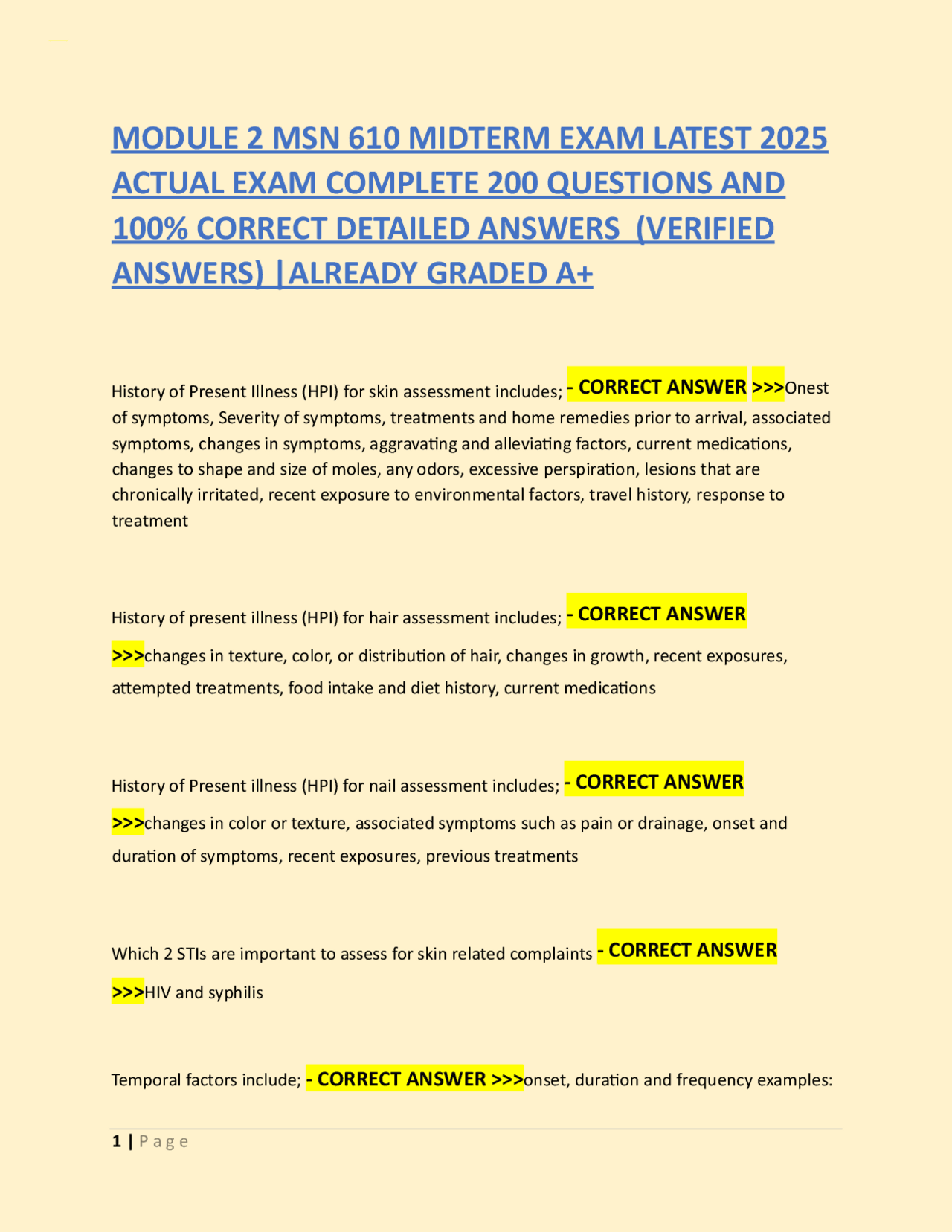 MSN 610 Midterm Exam Questions and Answers | Exams Nursing | Docsity