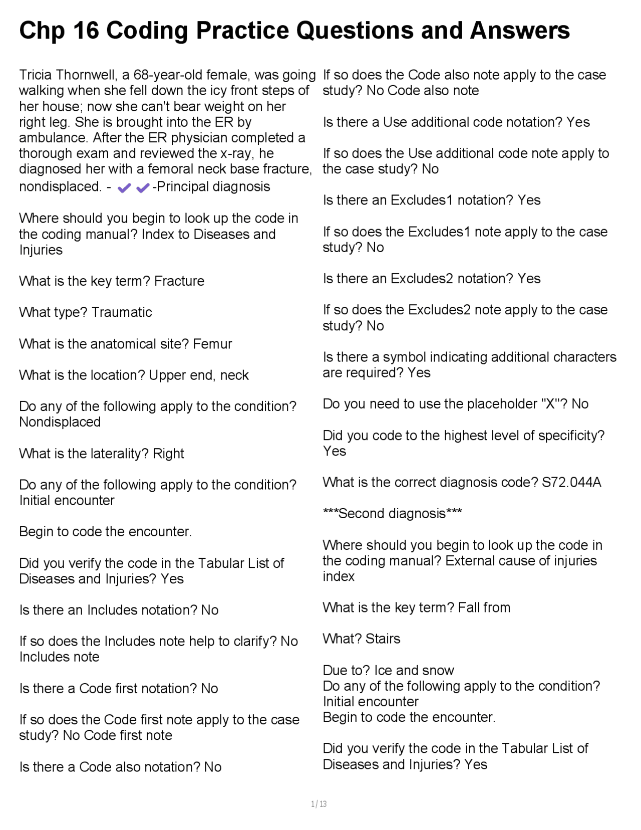 ICD-10 Coding Practice Questions and Answers: Case Studies | Exams ...