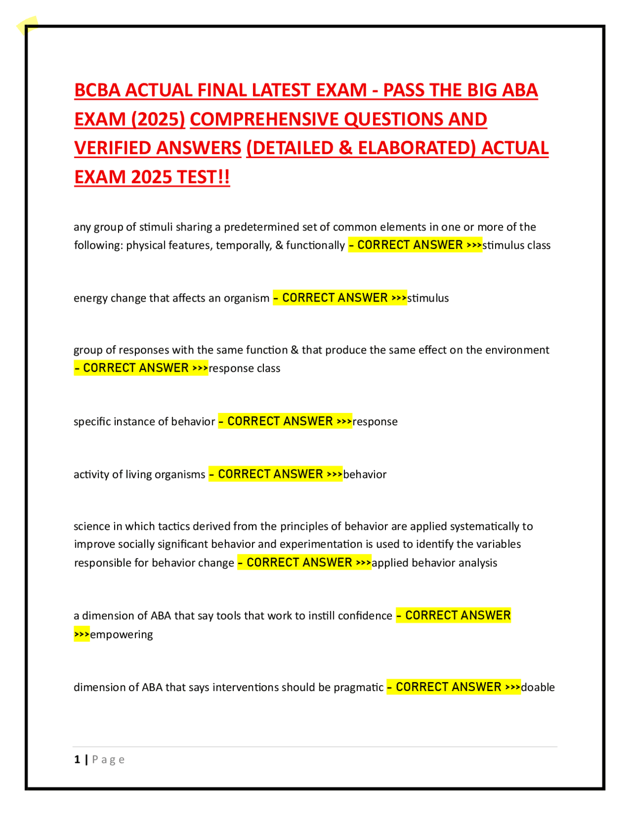 BCBA ACTUAL FINAL LATEST EXAM - PASS THE BIG ABA EXAM (2025 ...