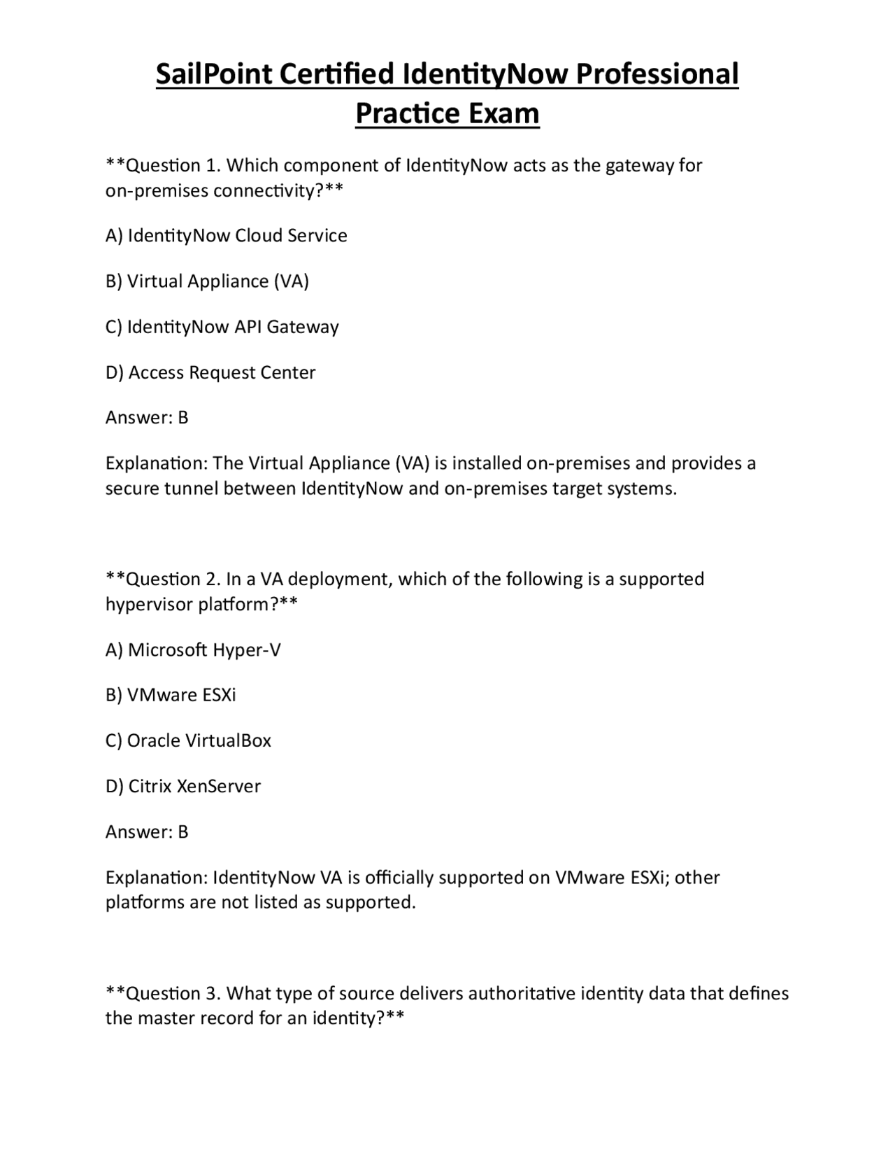 SailPoint Certified IdentityNow Professional Practice Exam | Exams ...